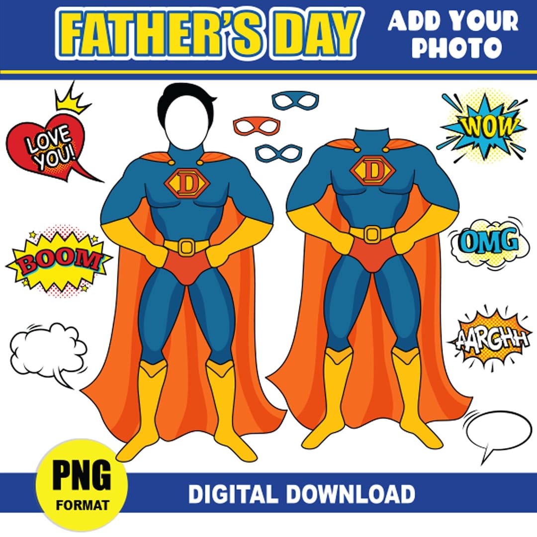 Super Dad Add Your Own Photo Picture | PNG Superdad Hero Clipart ...