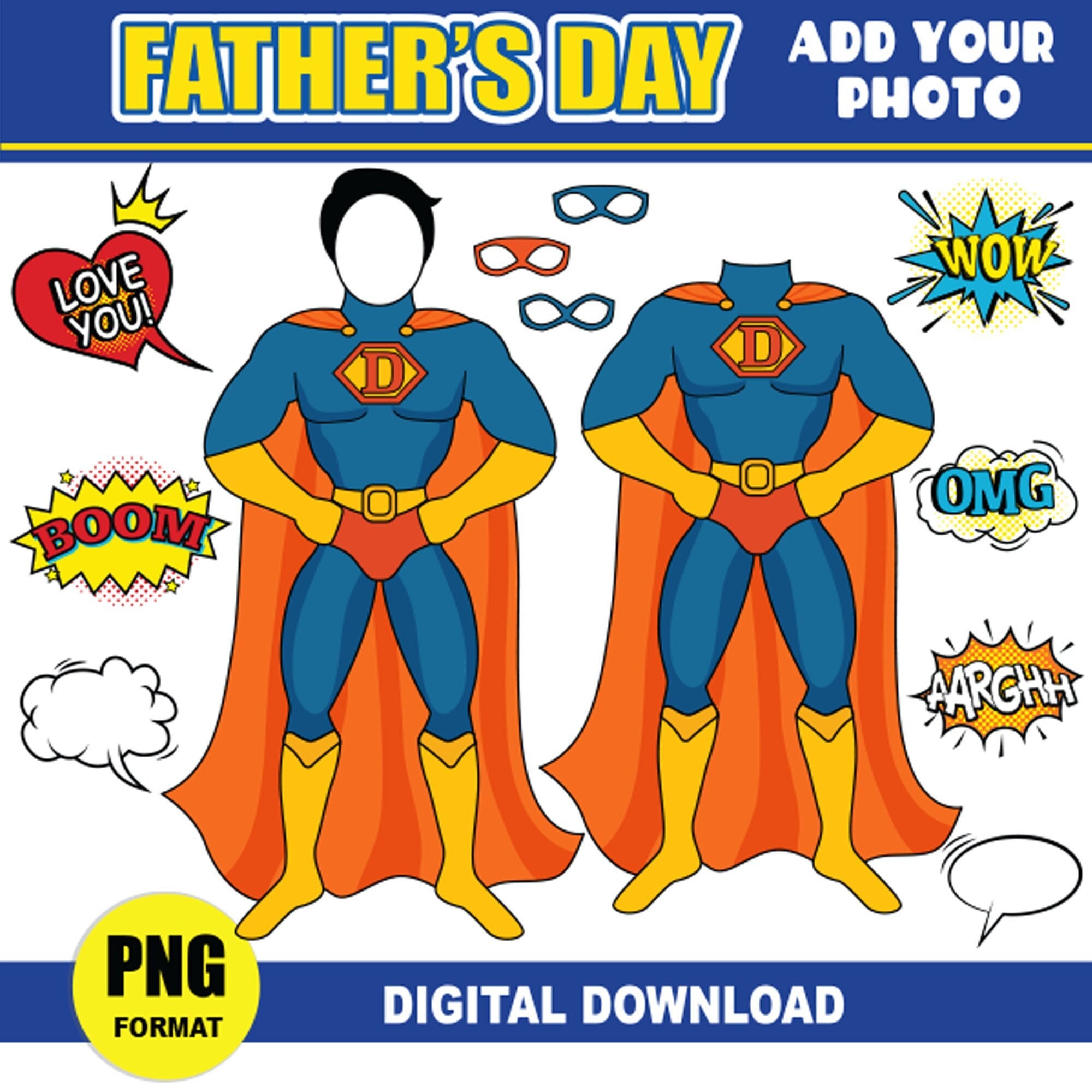 Super Dad Add Your Own Photo Picture PNG Superdad Hero Clipart Crafts ...