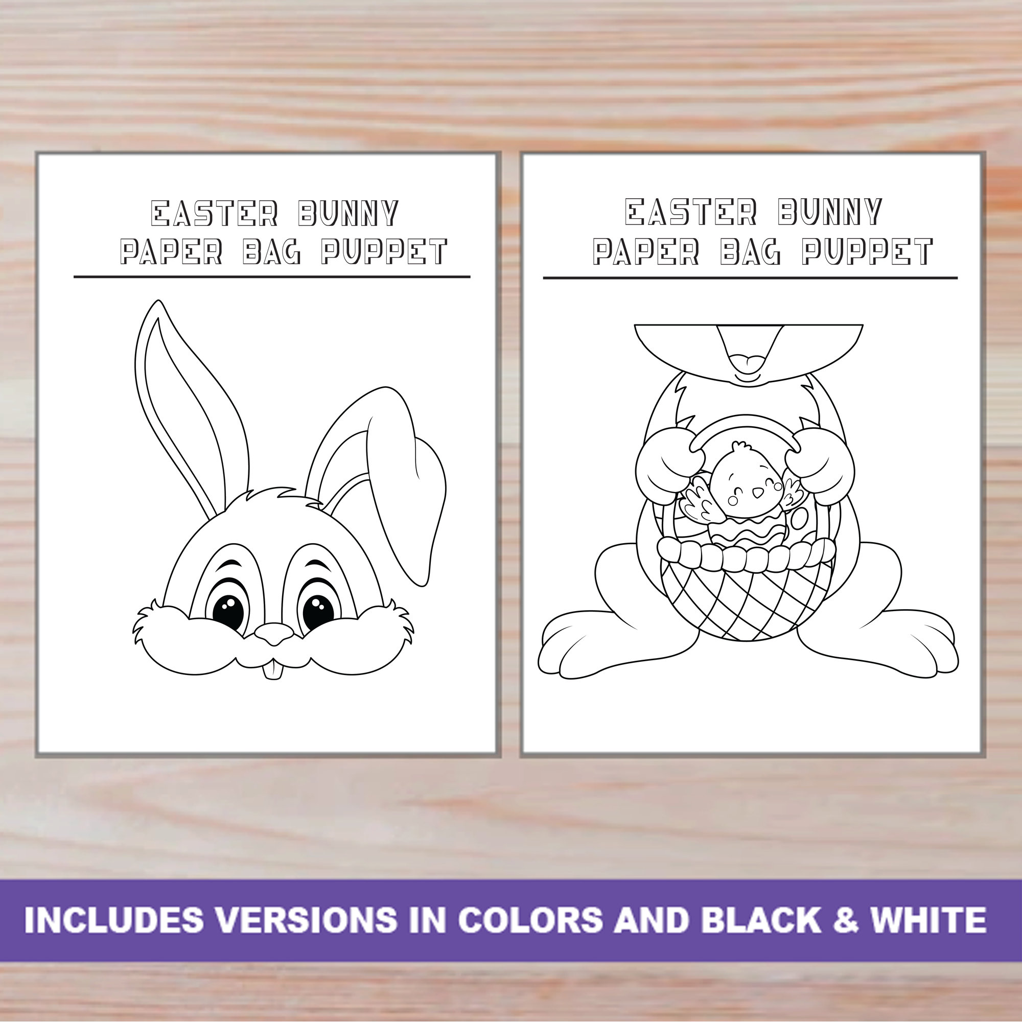 Easter Bunny Paper Bag Puppet Easter Activity Craft for Kids PRINTABLE ...