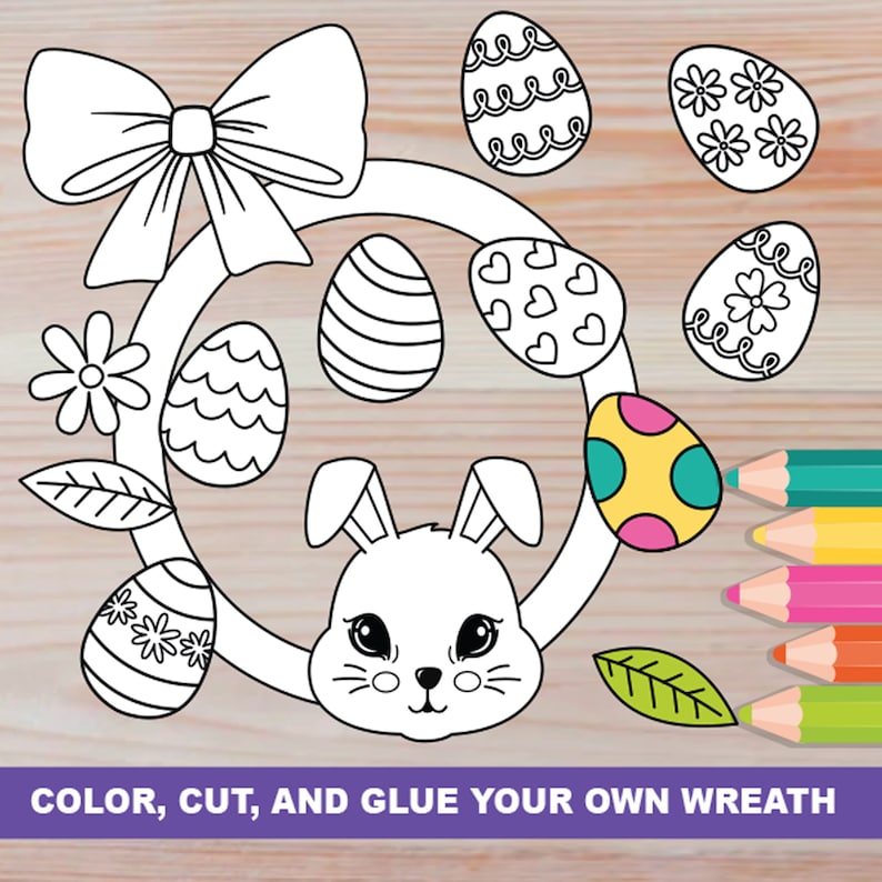 Easter Wreath Crafts Activity for Kids PRINTABLE Easter Egg Wreath ...