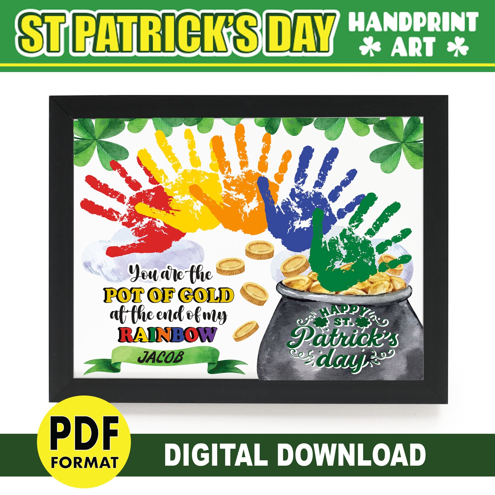 St Patricks Day Handprint Art PRINTABLE Handprint Craft St Patricks ...