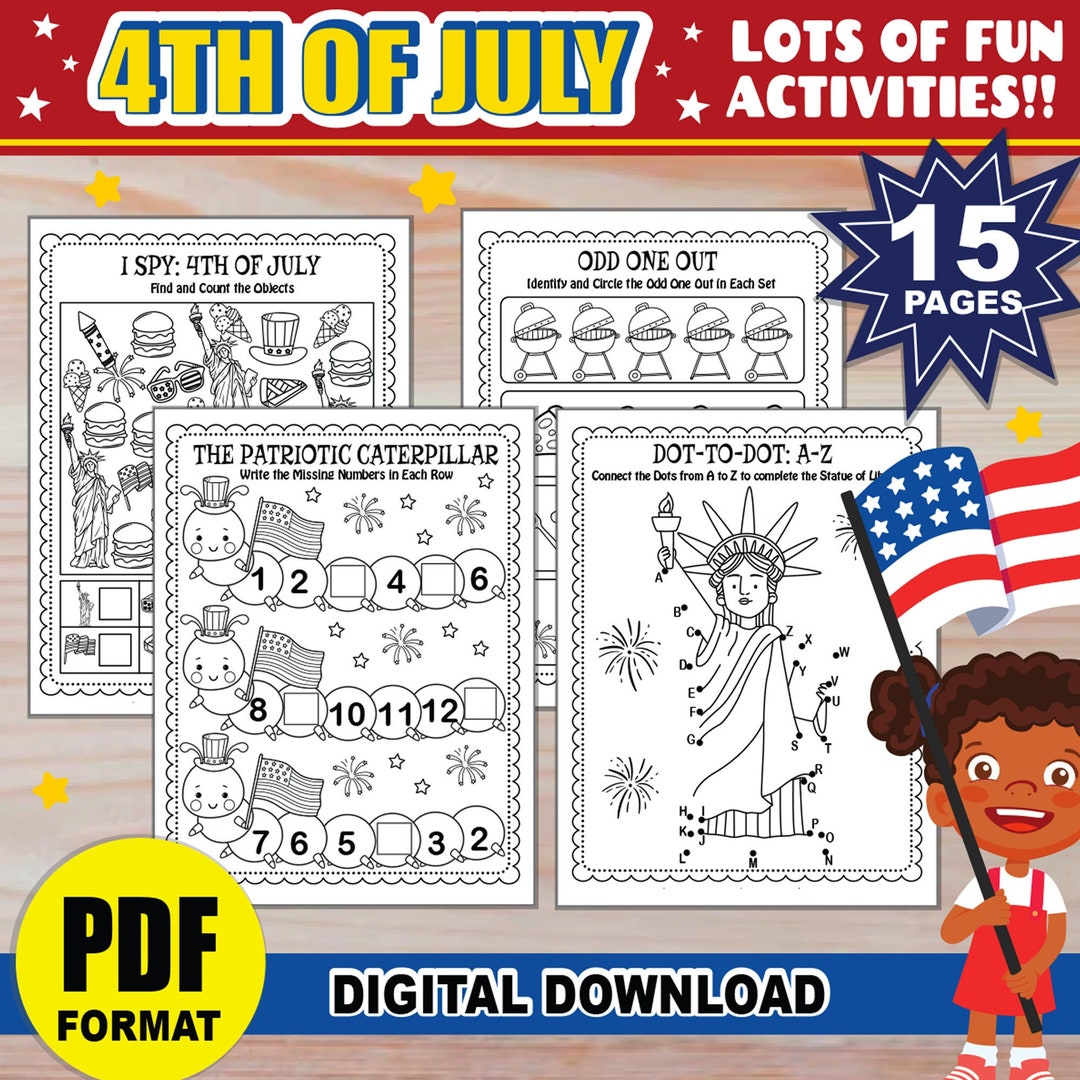 4th of July Activity Pack for Kids | Independence Day Worksheets and ...
