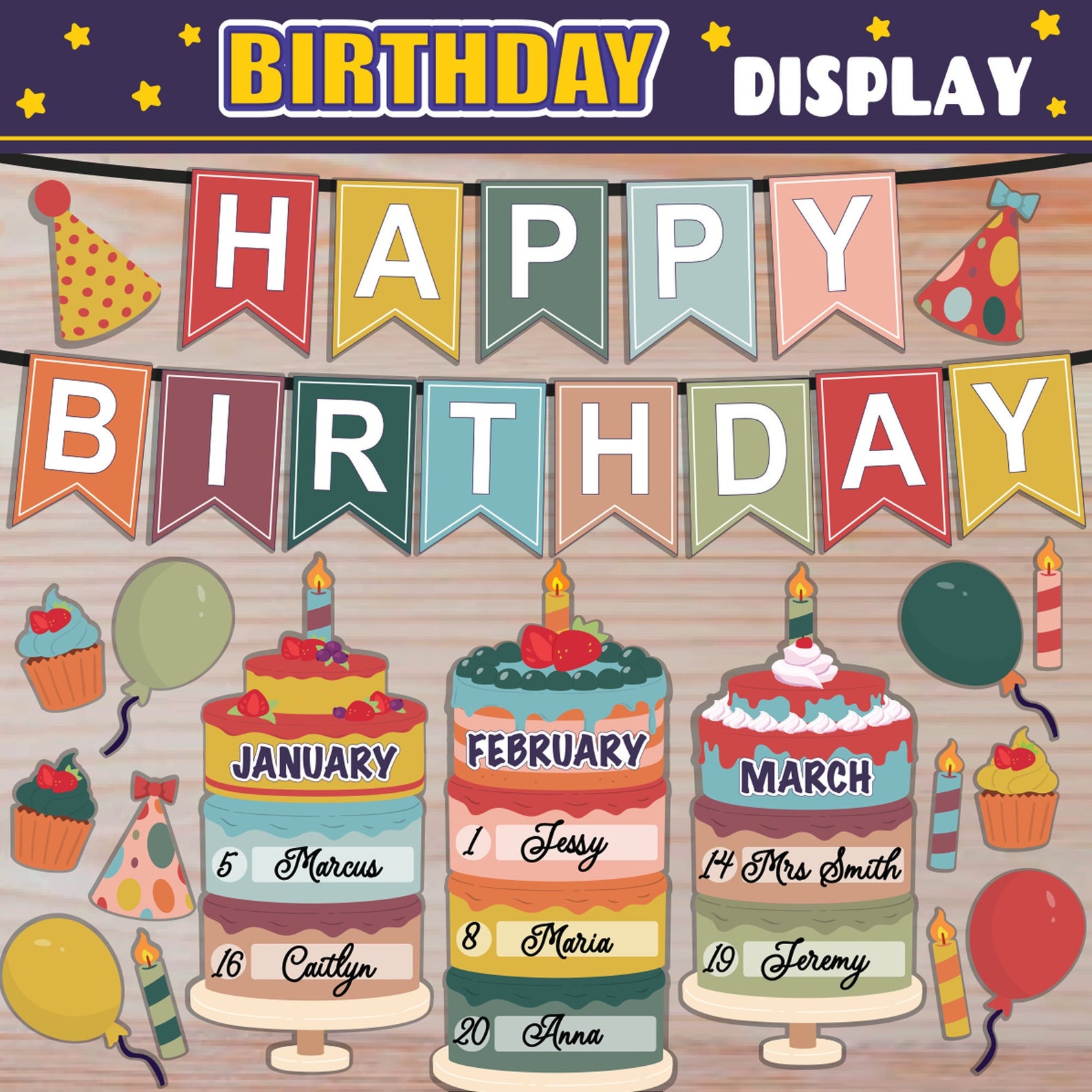 Birthday Display Classroom Decor PRINTABLE With Birthday Banner ...