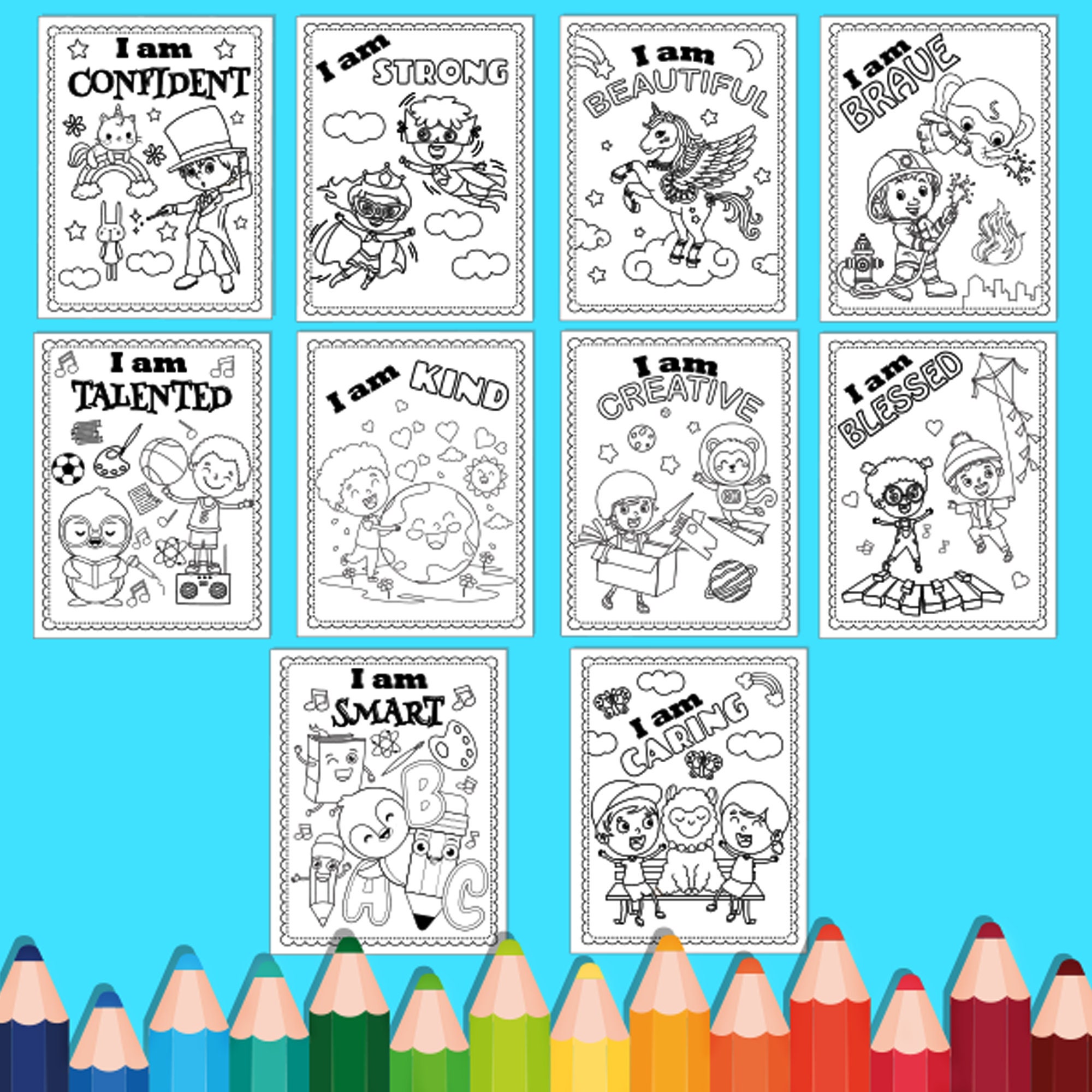 Positive Affirmations Coloring Pages for Kids i Am Affirmation for Kids ...