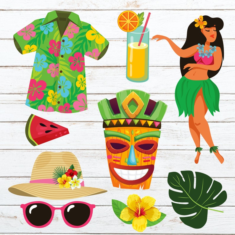 Luau Photo Booth Props PRINTABLE Hawaiian Tropical Tiki - Etsy