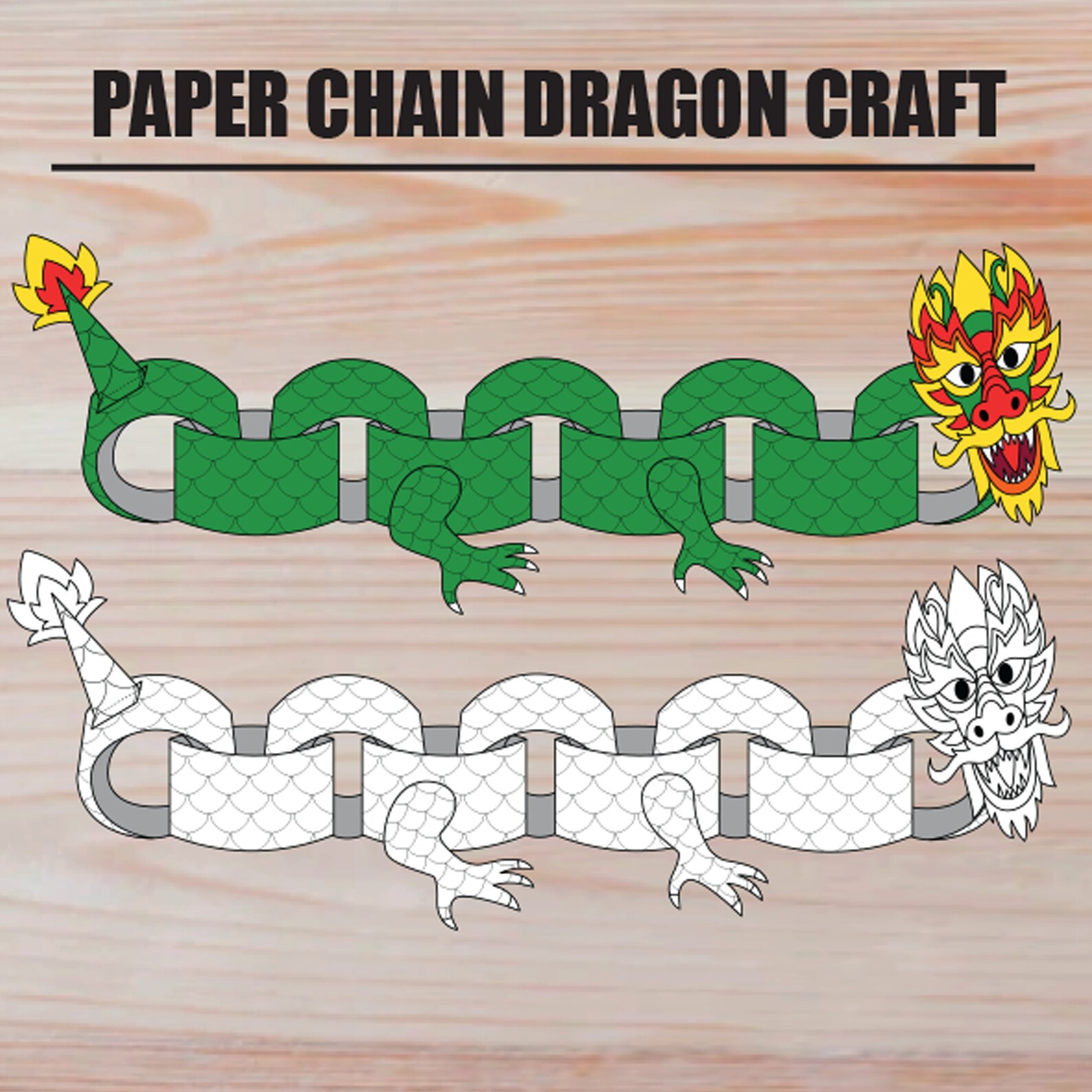 Chinese New Year Paper Dragon | PRINTABLE Lunar New Year DIY Chinese ...