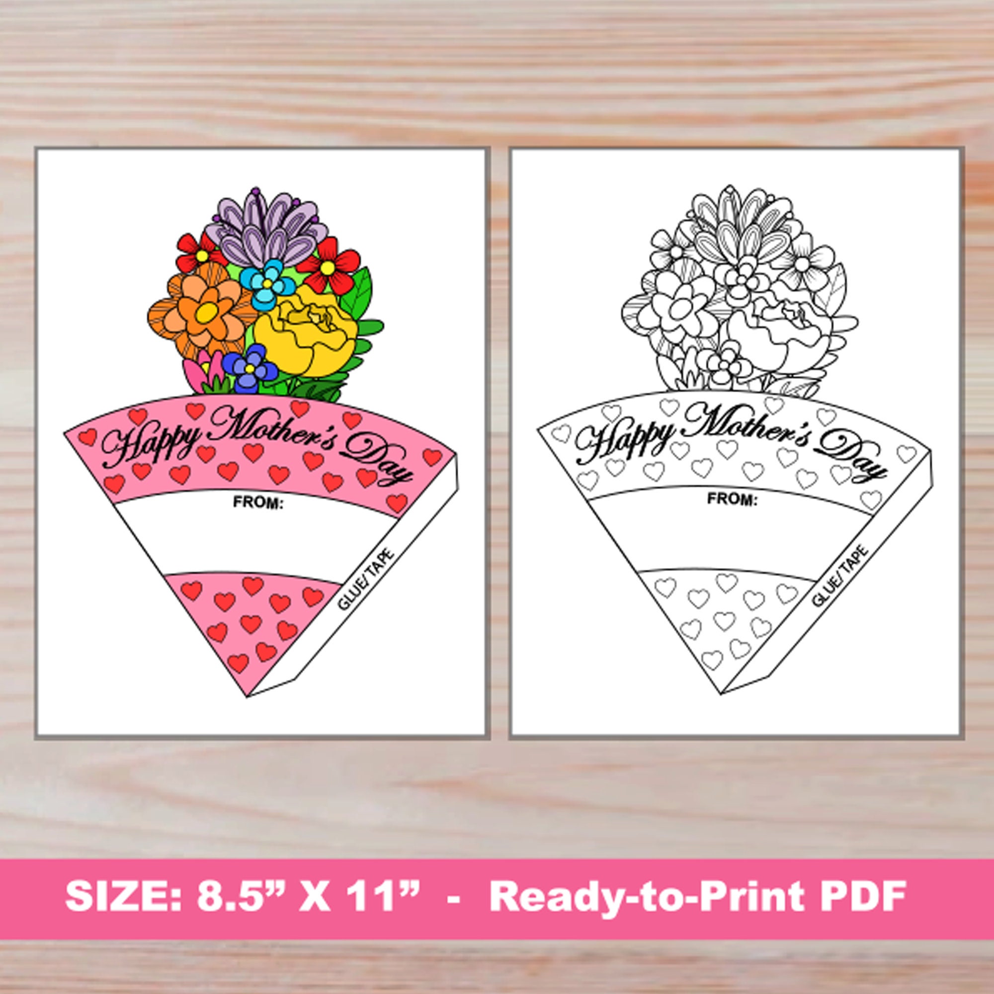 Mother's Day Crafts & Activity Coloring Cone Flower - Etsy