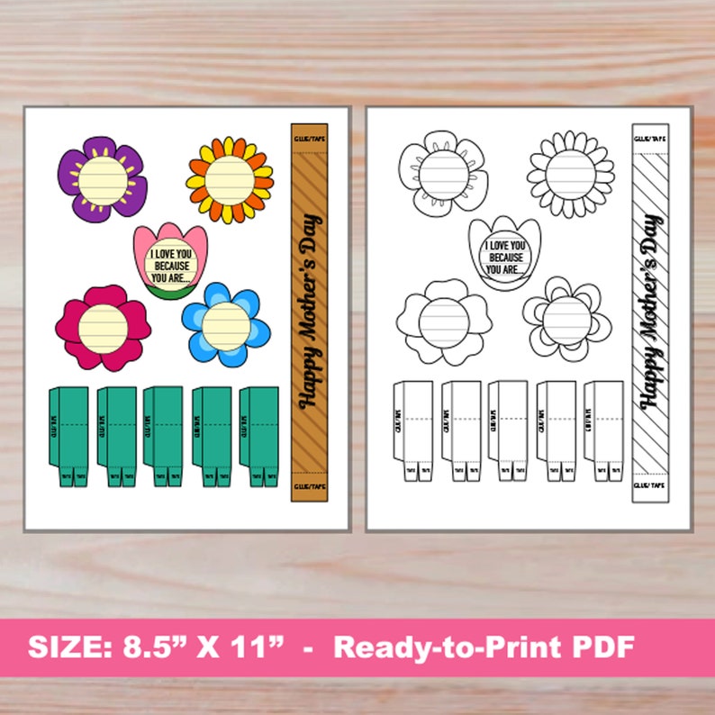 Mother's Day Crafts & Activity | Coloring 3D Flower Basket Mother’s Day ...