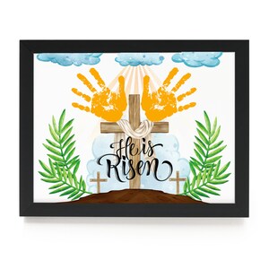 Easter Handprint Art Craft | Cross He is Risen Religious Handprint ...