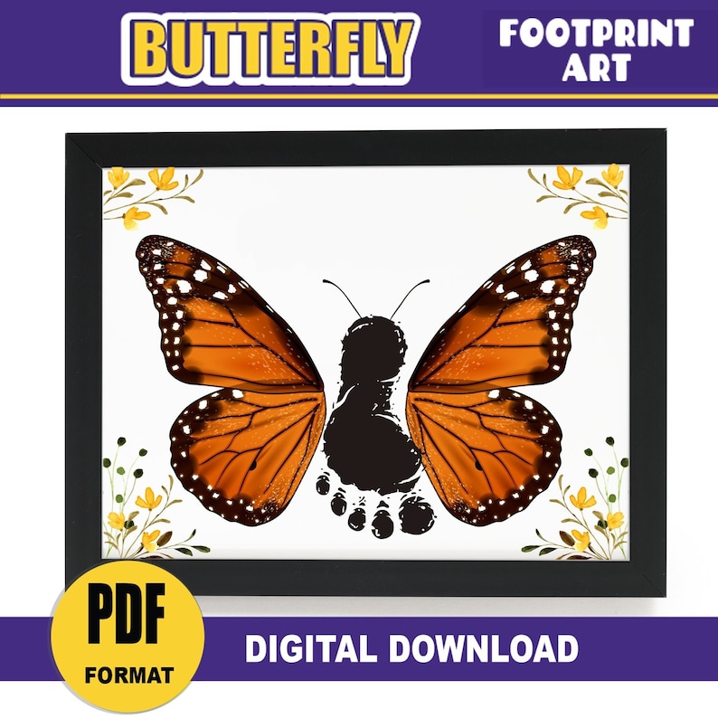 Butterfly Footprint Art Monarch Butterfly Handprint PRINTABLE Crafts ...