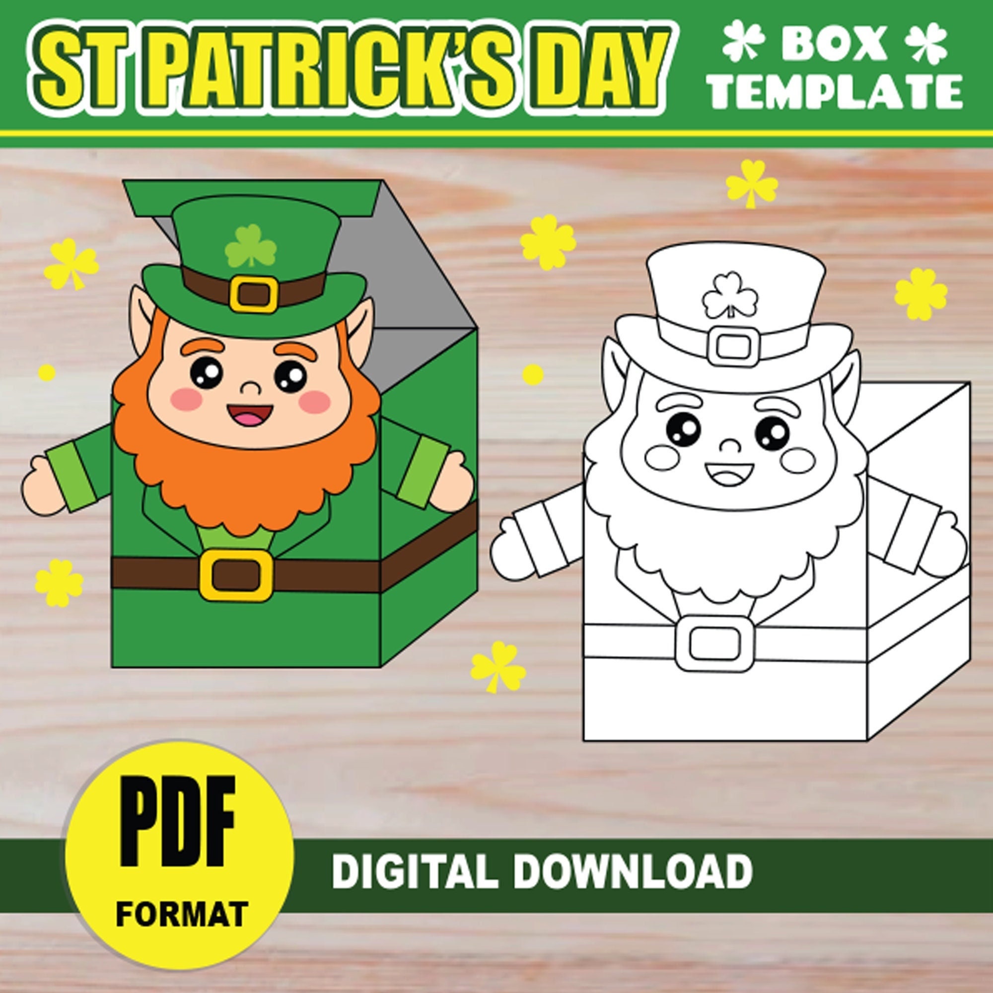 St Patricks Day Treat Box PRINTABLE Leprechaun Party Favor Boxes St ...