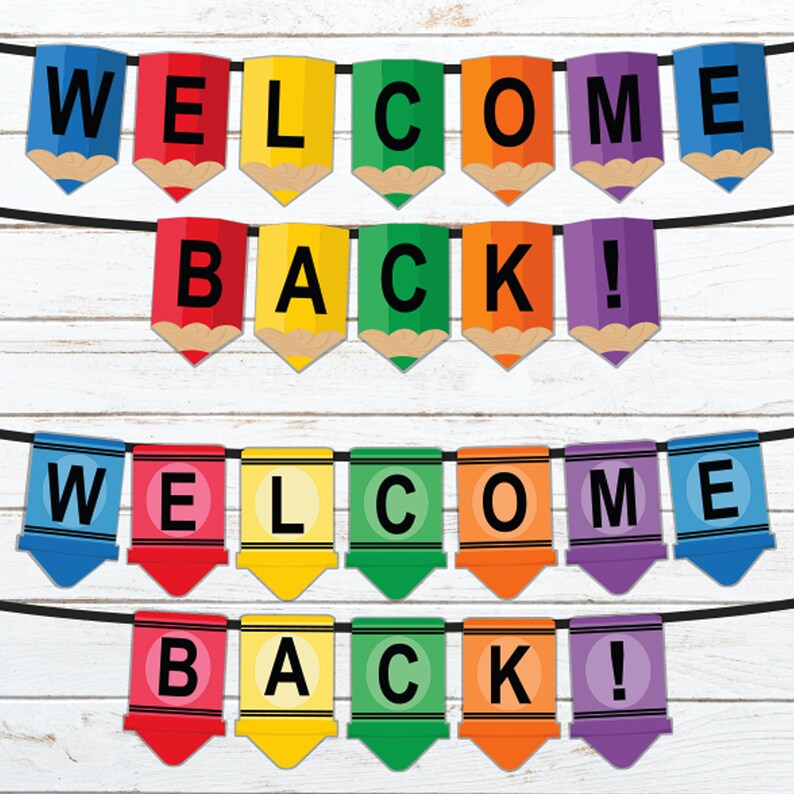 PRINTABLE Crayons & Pencils Welcome Banner L Back to School Garland ...