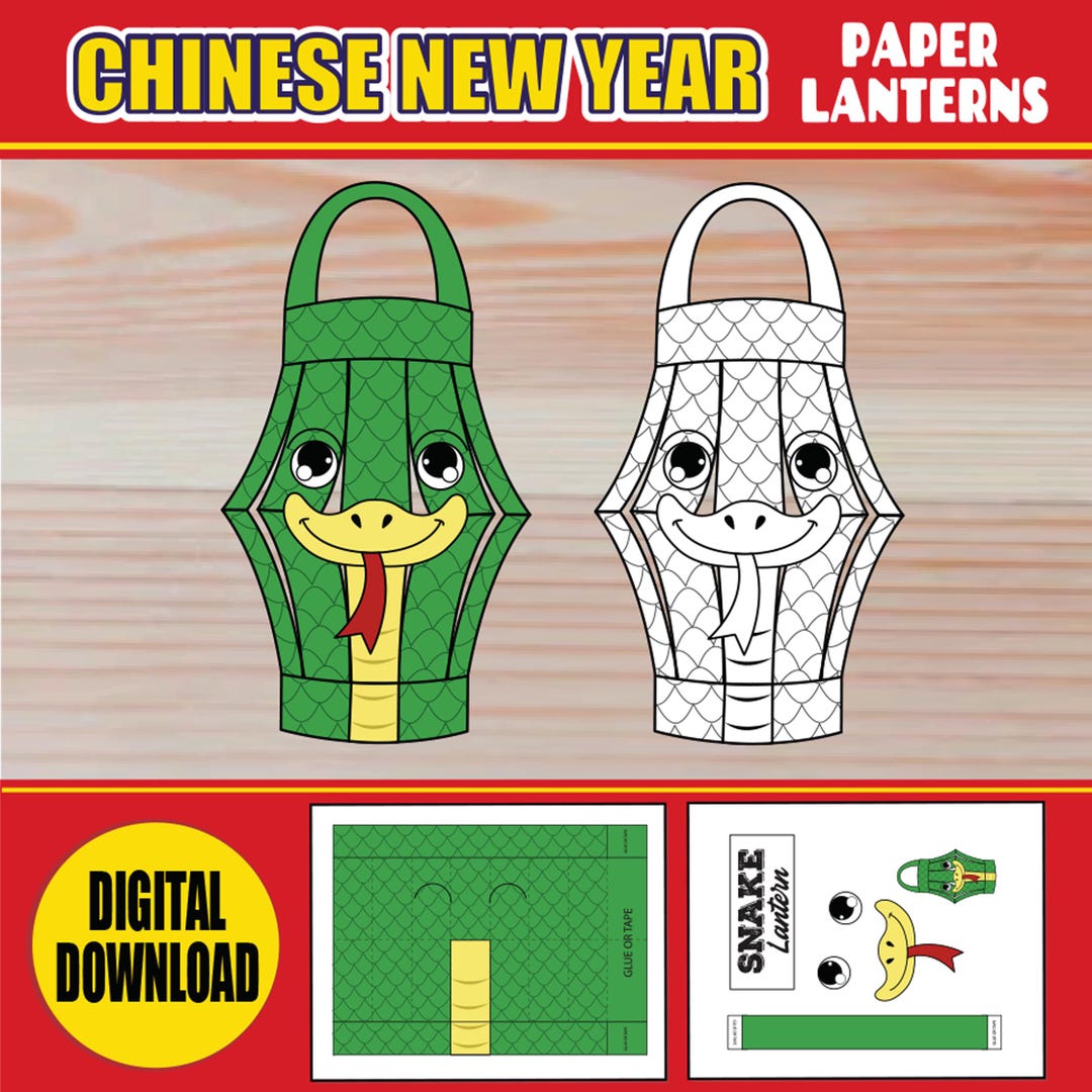 Snake Paper Lantern Crafts | Chinese New Year PRINTABLE Year of the ...