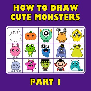 How to Draw Cute Monsters | 15 Monsters | Step-by-step Printable | for ...