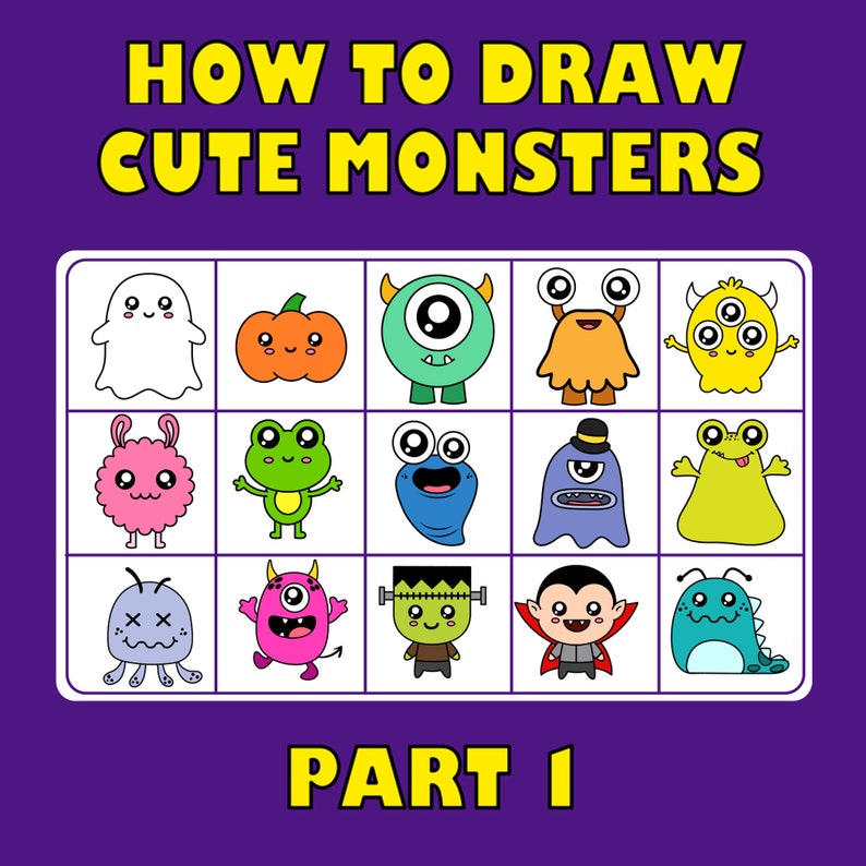 How to Draw Cute Monsters 15 Monsters Step-by-step Printable for ...