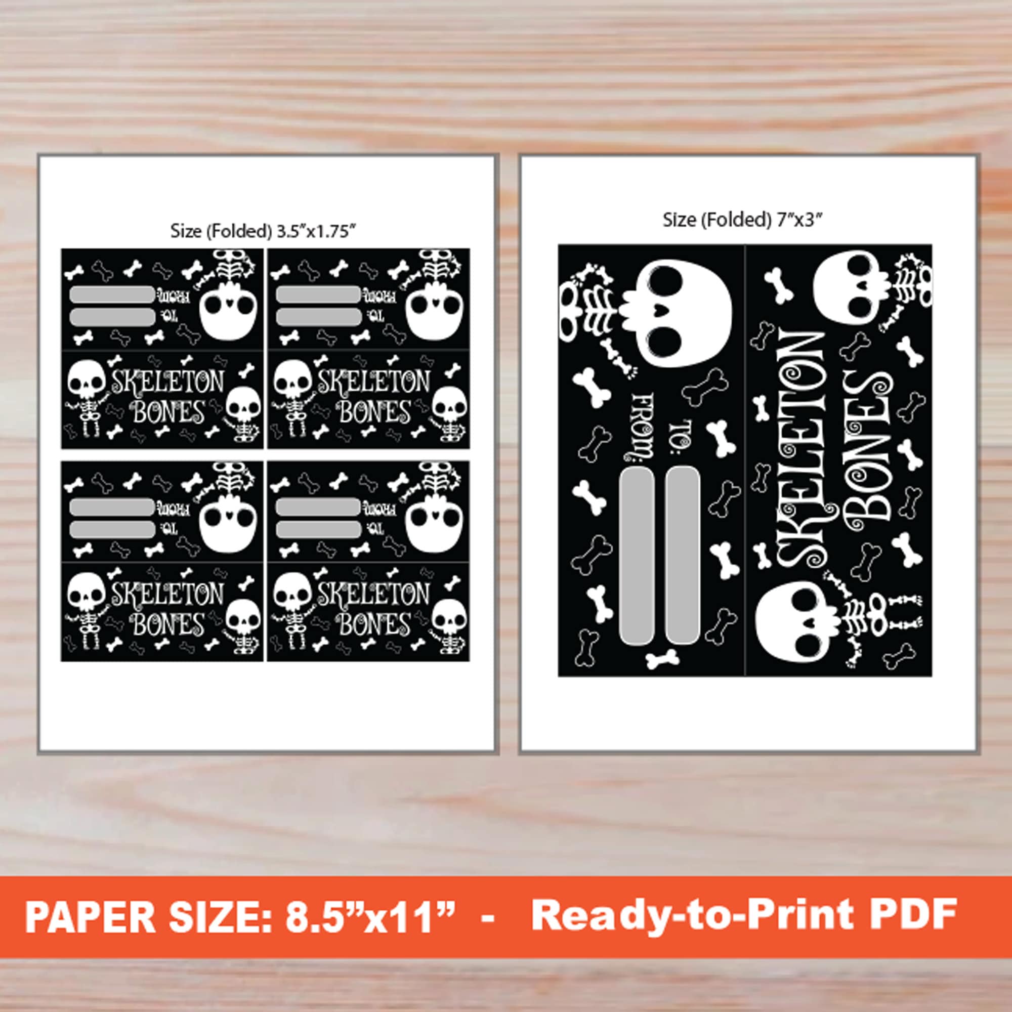 Halloween Treat Bag Topper PRINTABLE Skeleton Bones Candy Treat Bag ...