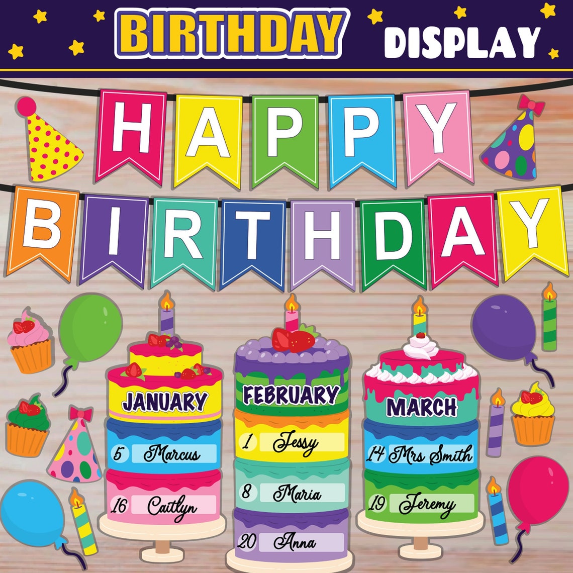 Birthday Display Classroom Decor | PRINTABLE | With Birthday Banner ...