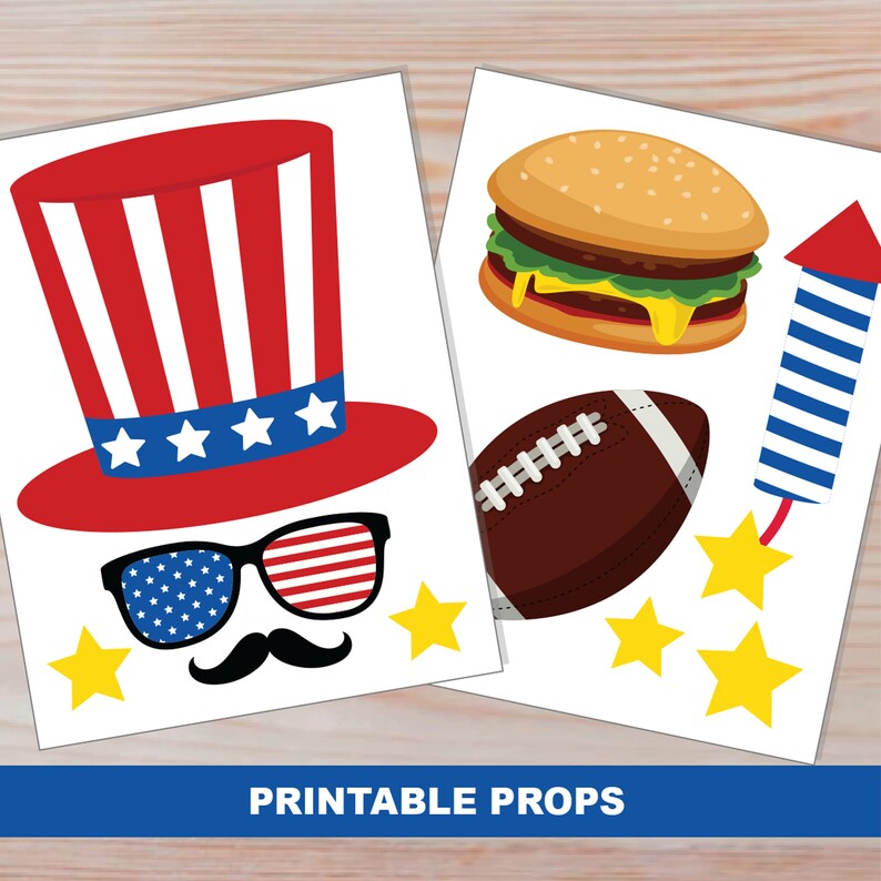 4th of July Photo Booth PRINTABLE Props Patriotic Independence Day ...
