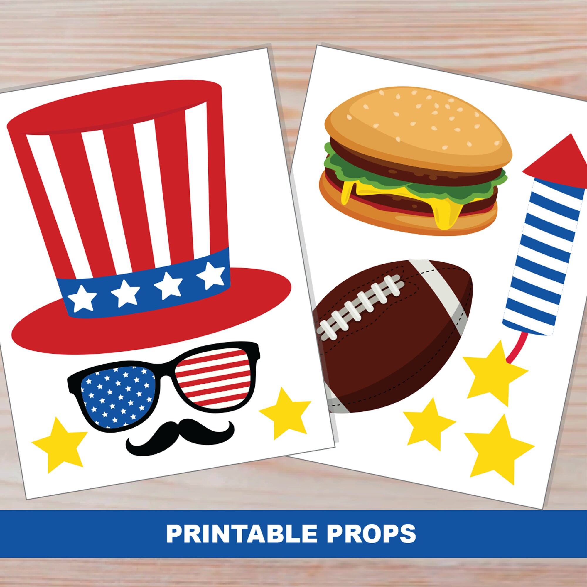4th of July Photo Booth PRINTABLE Props Patriotic Independence Day ...