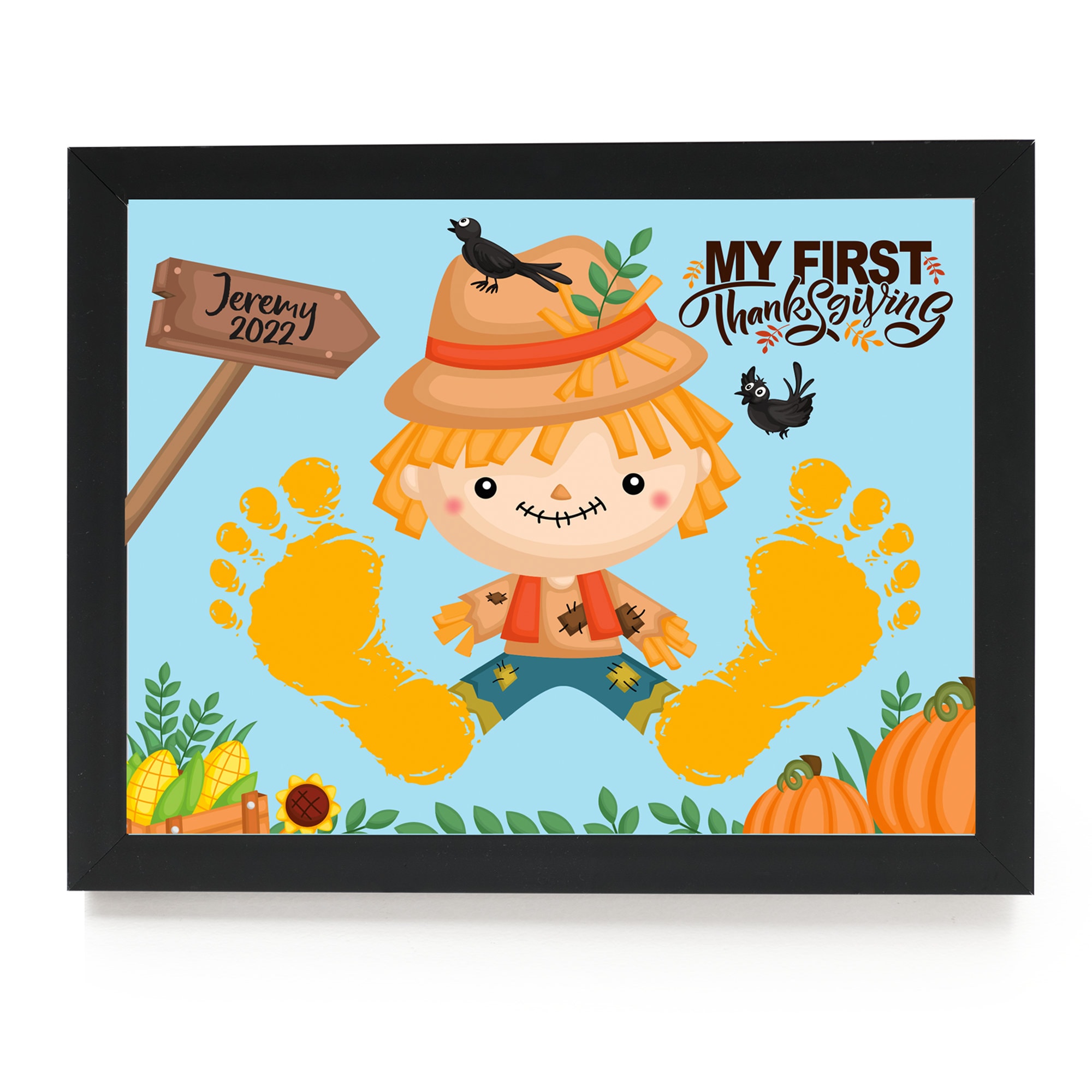 My FIRST Thanksgiving Footprint Art Scarecrow Footprint Craft PRINTABLE ...