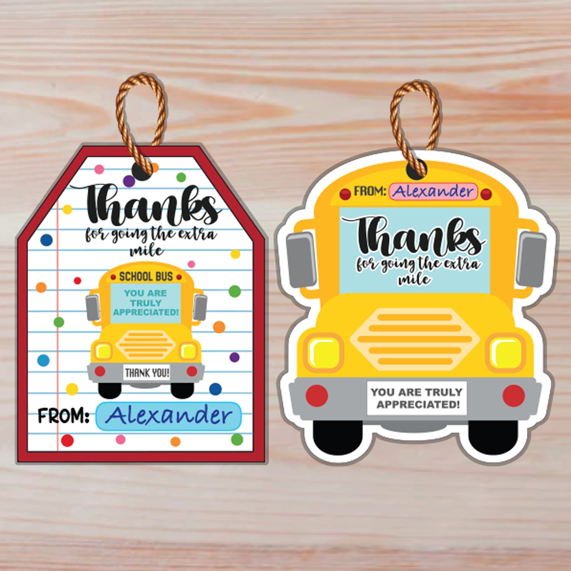Bus Driver Appreciation Gift Tags Thanks for Going the Extra Mile Gift ...