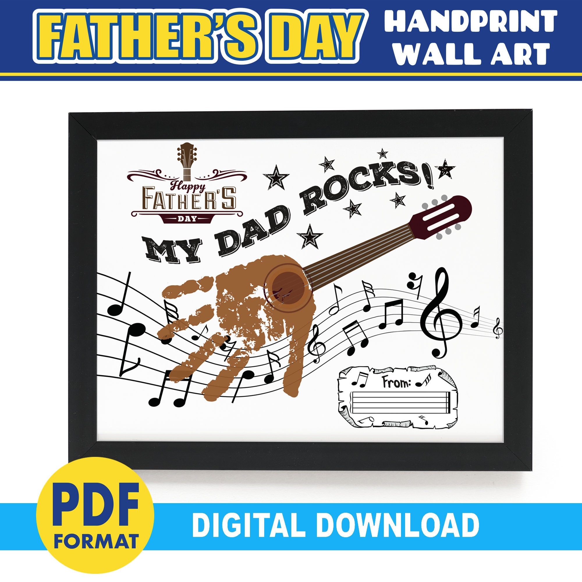 Father's Day Handprint Art Acoustic Guitar Handprint Craft for Kids ...