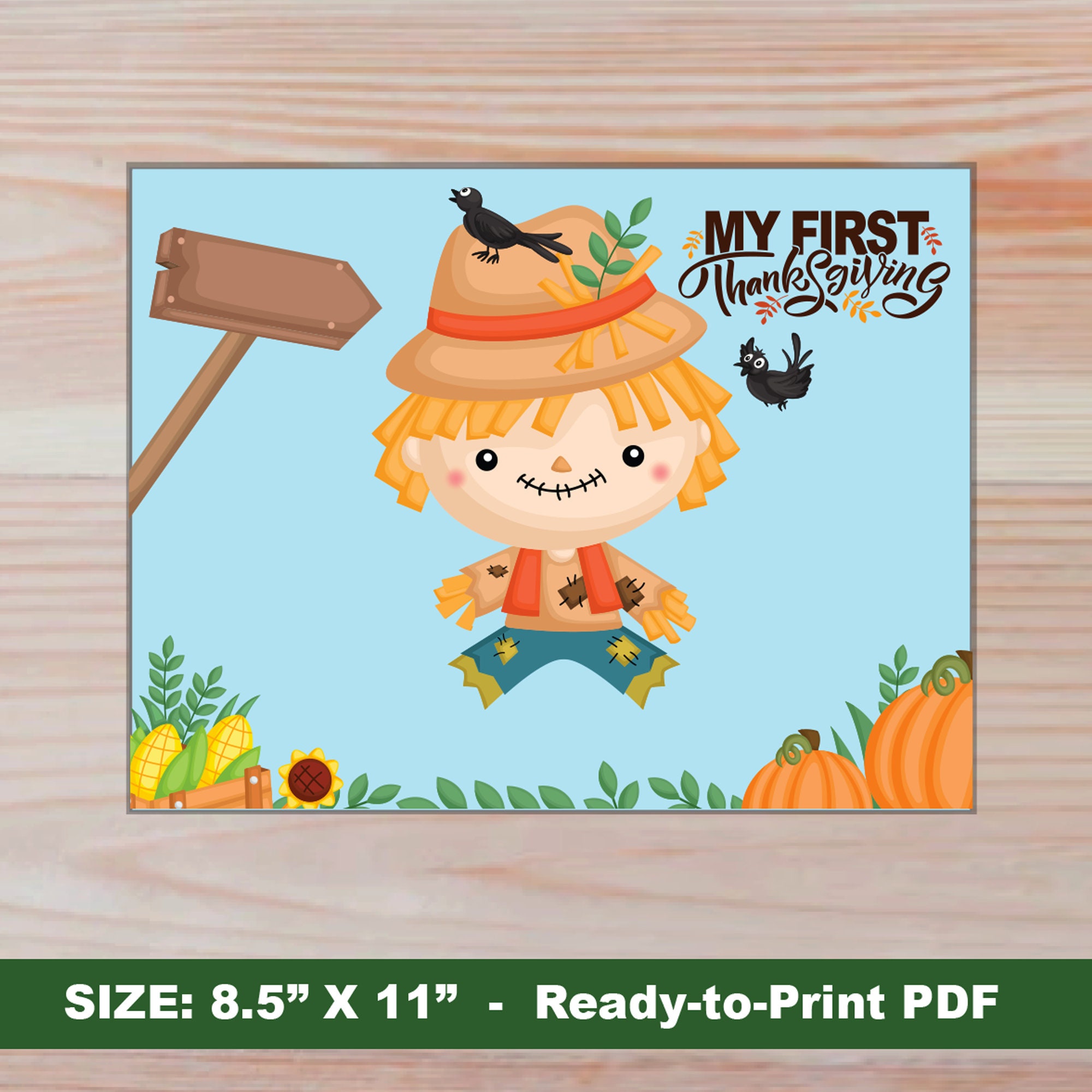My FIRST Thanksgiving Footprint Art Scarecrow Footprint Craft PRINTABLE ...