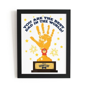 Father's Day Handprint Art | Best Dad Trophy | Gift for Daddy From Kids ...