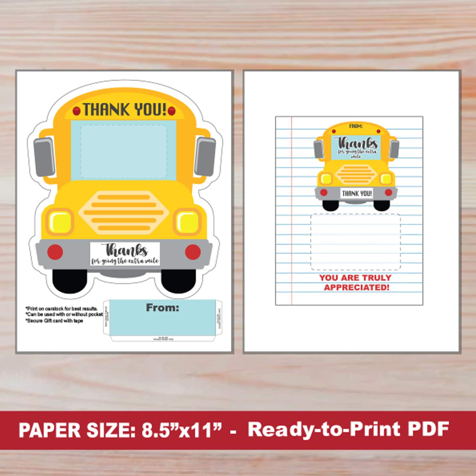 Bus Driver Gift Card Holder PRINTABLE Thanks for Going the - Etsy