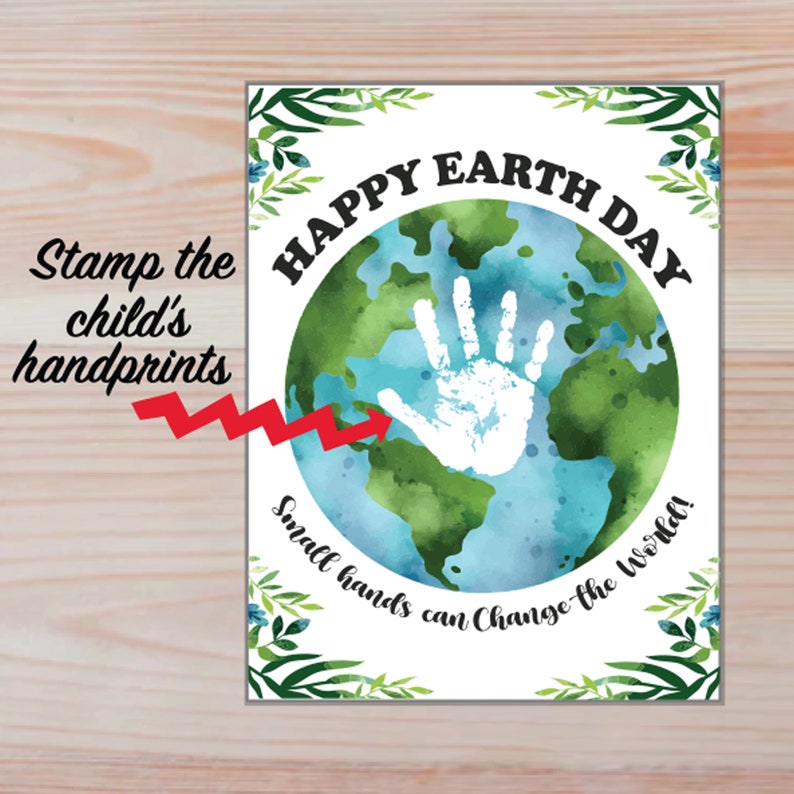 Earth Day Handprint Art Craft PRINTABLE Earth Day Change the - Etsy
