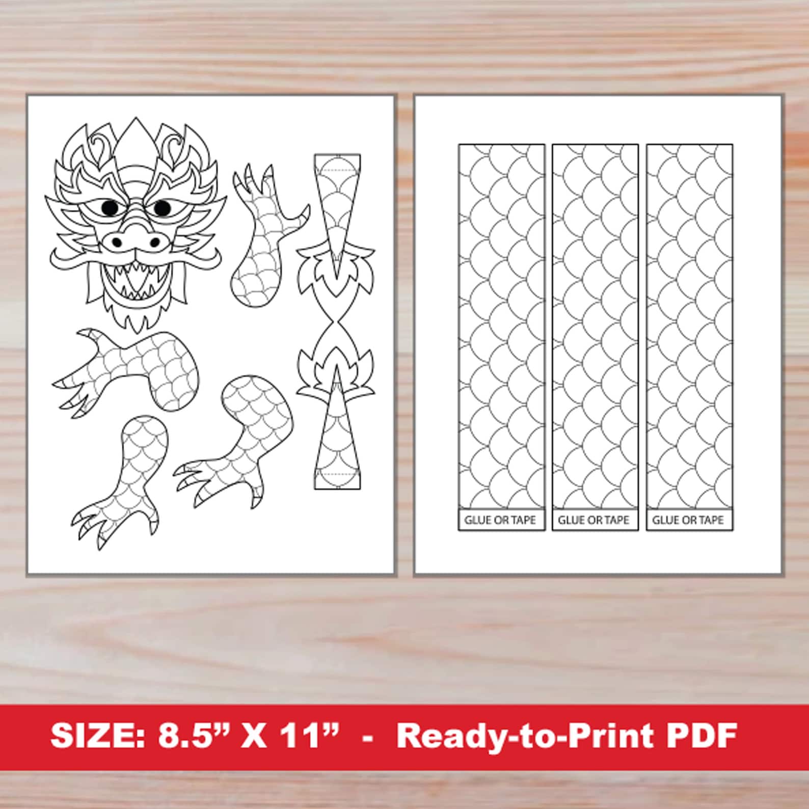 Chinese New Year Paper Dragon | PRINTABLE Lunar New Year DIY Chinese ...