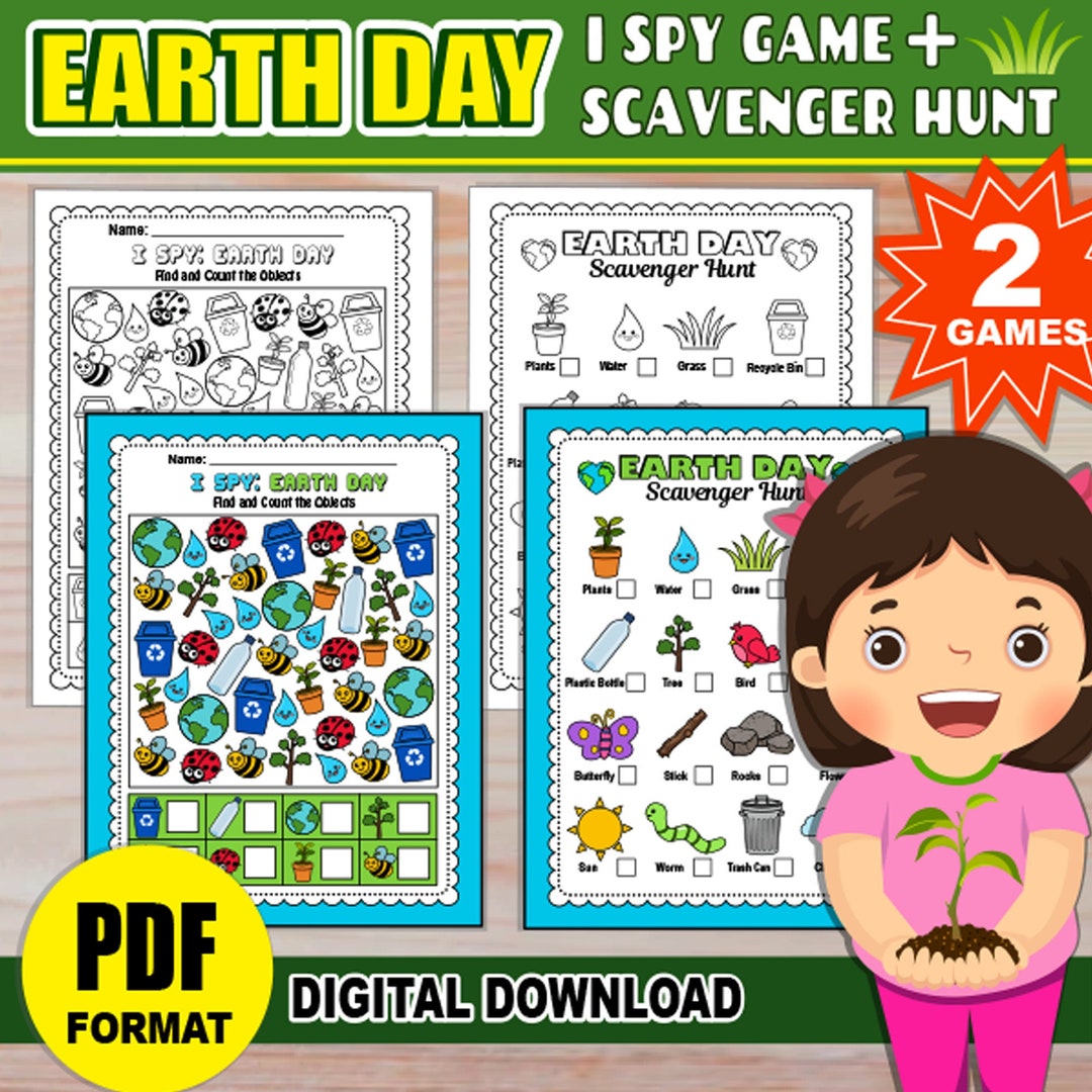 Earth Day Scavenger Hunt + Earth Day I Spy PRINTABLE Games | Earth Day ...