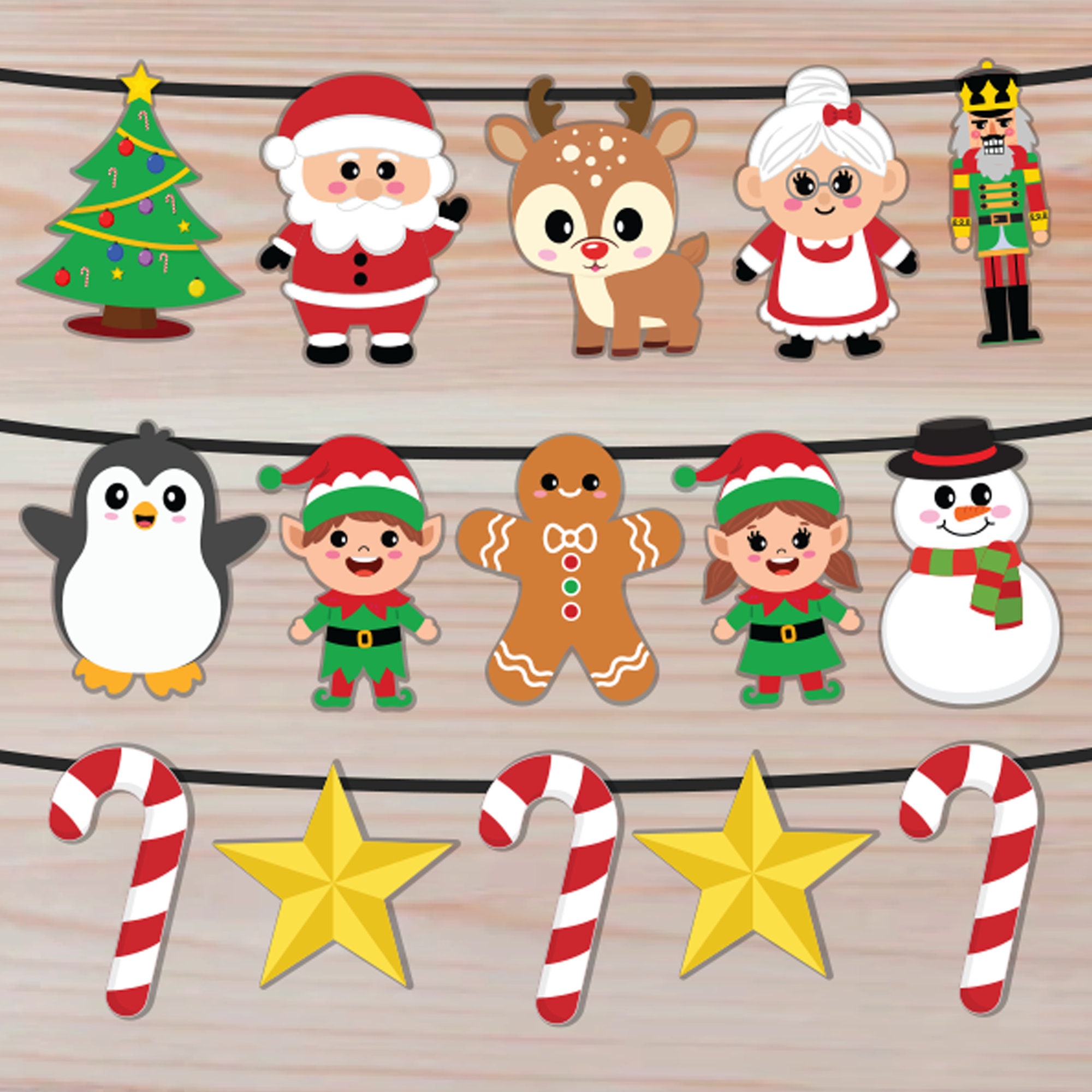 Christmas Printable Banner | Christmas Garland Pennant Banner Bunting ...