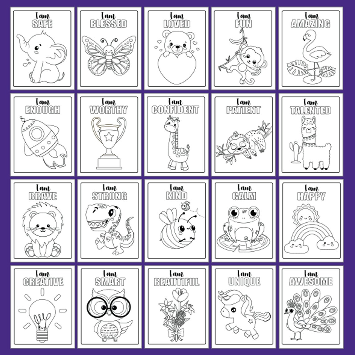 Affirmation Coloring Pages for Kids 20 Mindfulness - Etsy