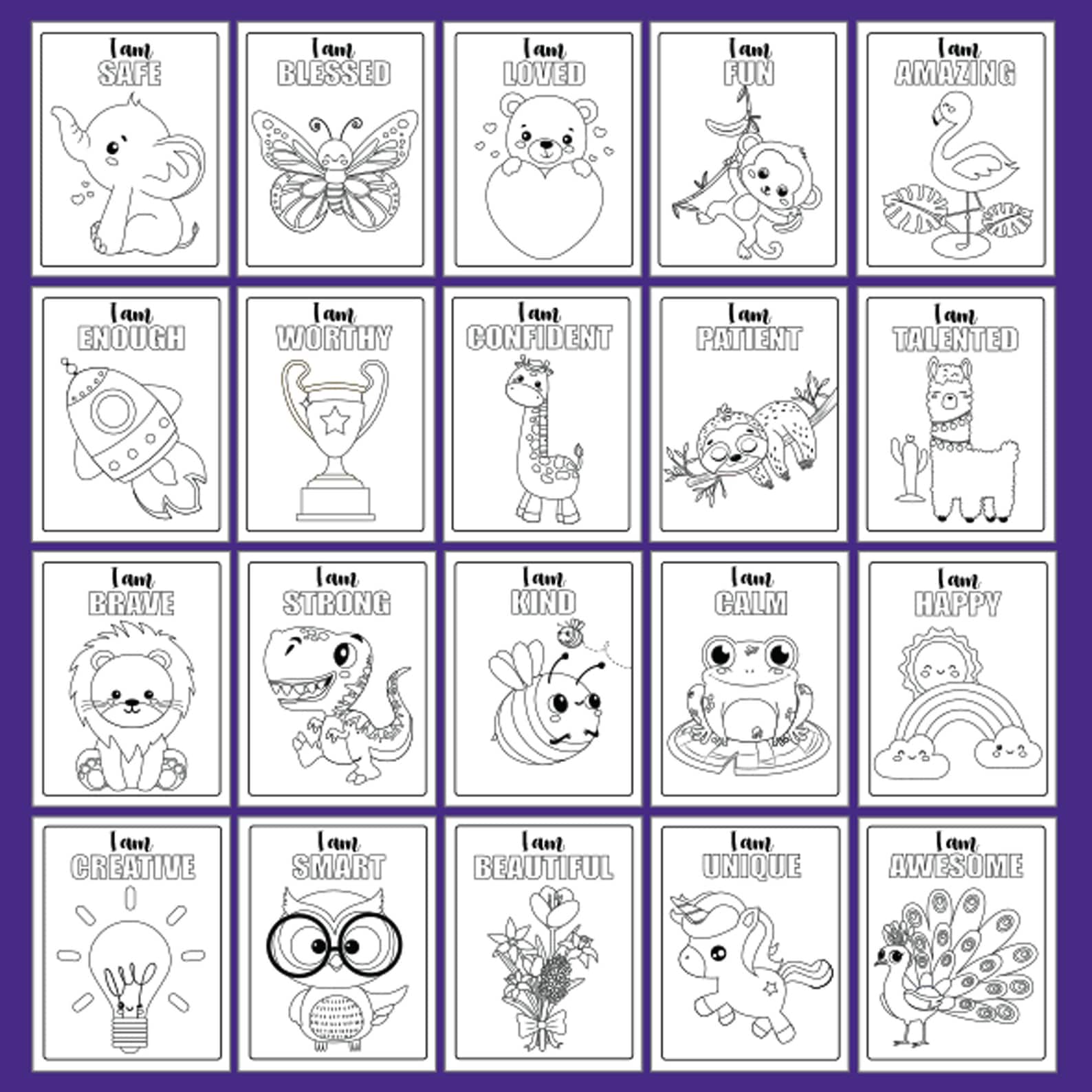 Affirmation Coloring Pages for Kids 20 Mindfulness - Etsy