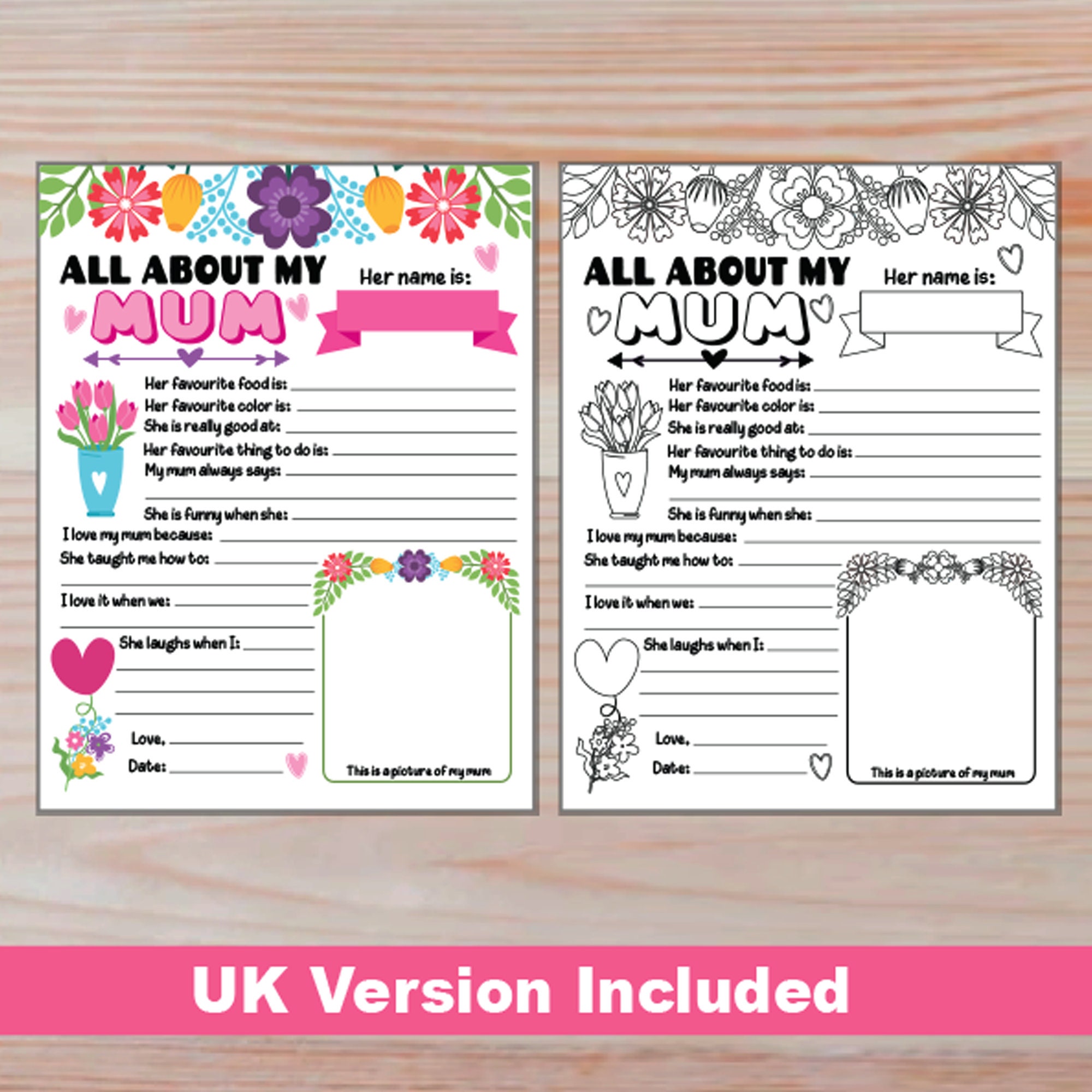 Cuestionario IMPRIMIBLE Todo sobre mamá / Complete la tarjeta - Etsy México