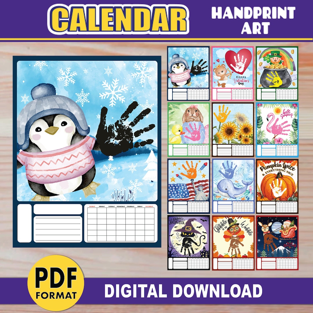 UNDATED 12 Month Handprint Calendar | Handprint Craft | Holidays ...