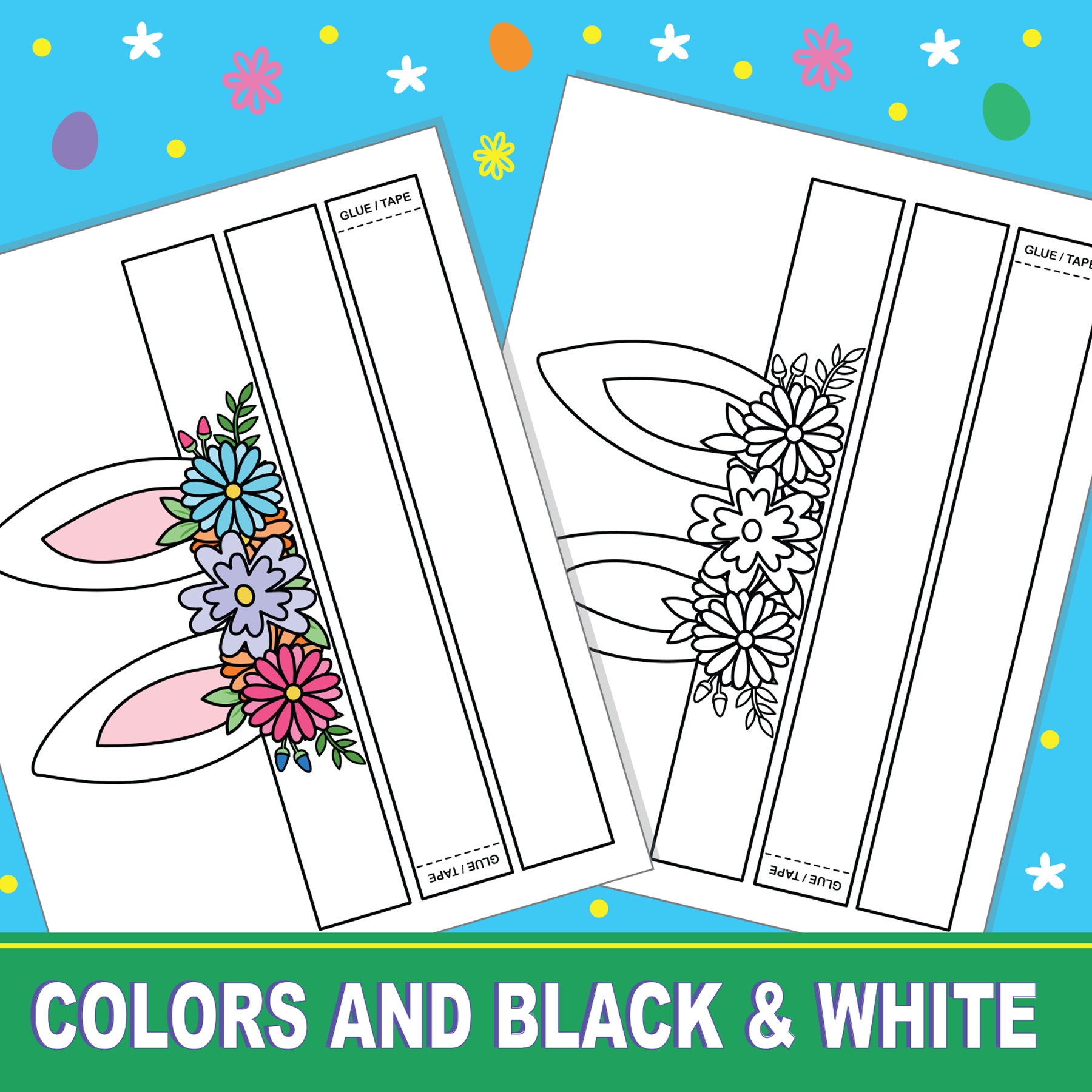 Printable Bunny Ears Paper Crown | Easter Craft, Kids Party Favors ...