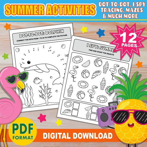 Summer Activity Kit for Kids PRINTABLE Summer Worksheets - Etsy