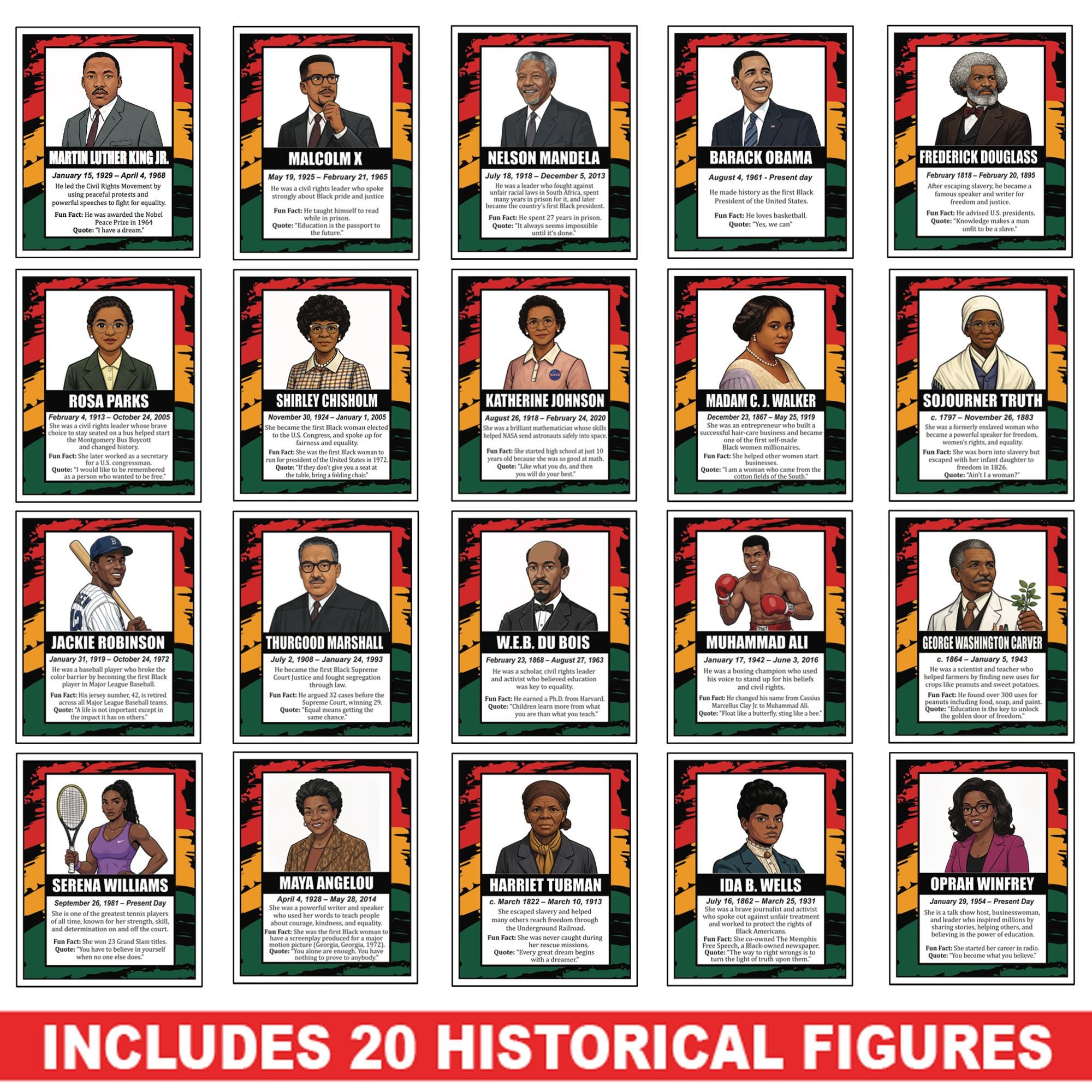 Black History Month Leaders Biography Posters | 20 Influential ...