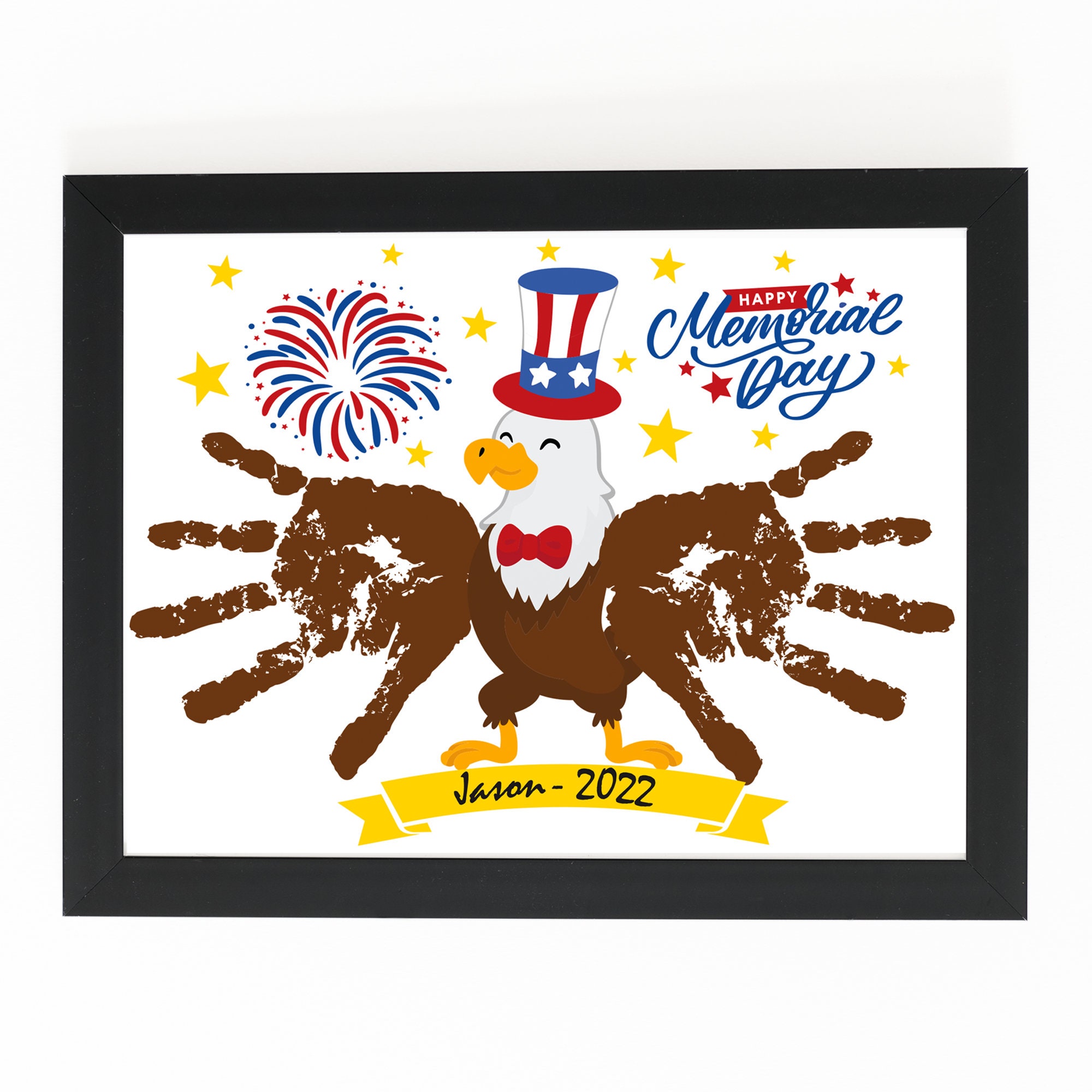 Memorial Day Handprint Wall Art American Bald Eagle PRINTABLE Handprint ...