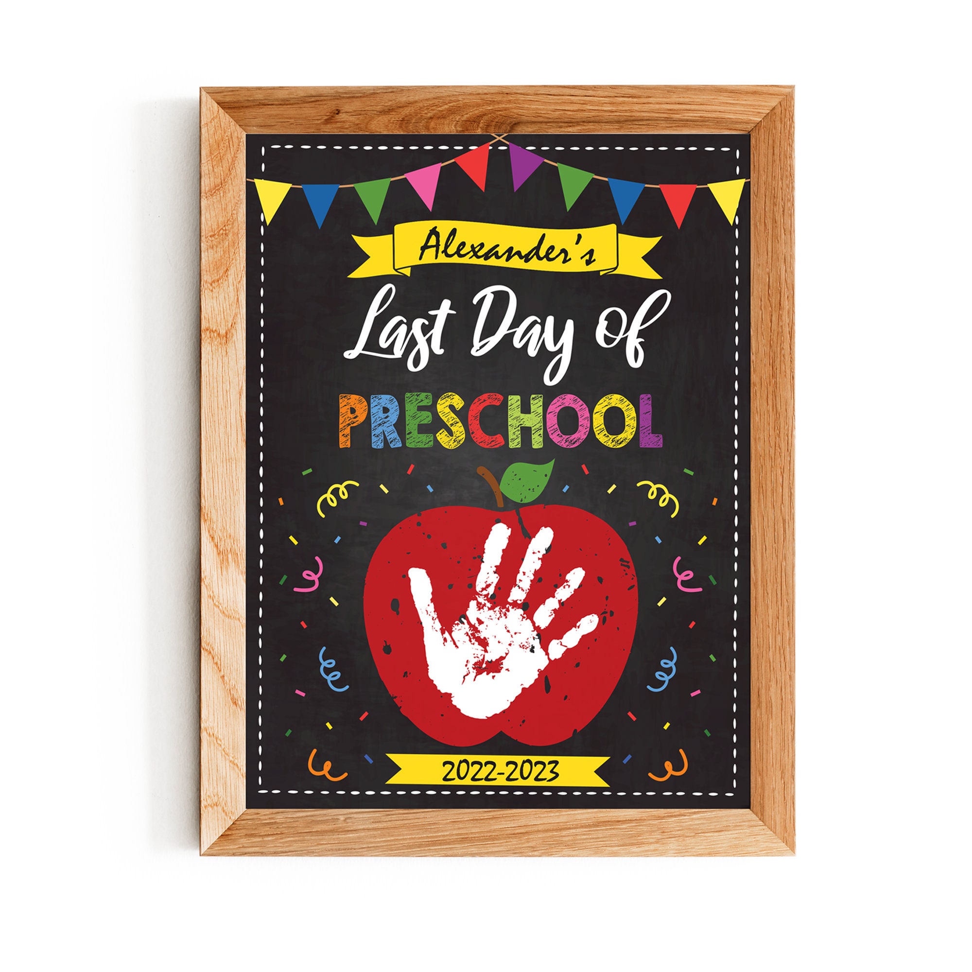 Last Day of Preschool Handprint Art PRINTABLE Sign Keepsake Gift End of ...