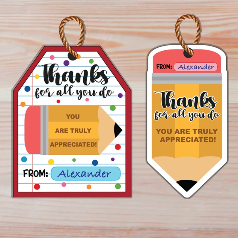 Pencil Teacher Appreciation Gift Tags Thanks for All You Do - Etsy