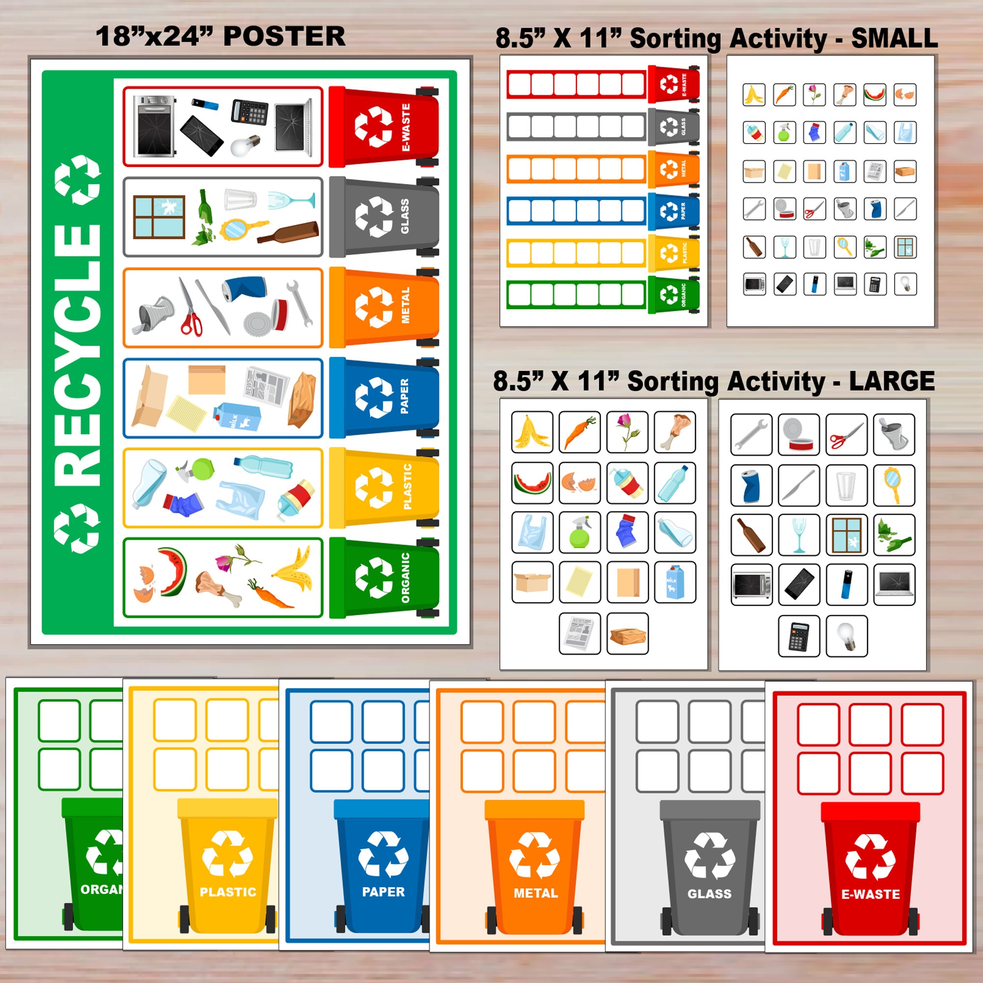 Recycle Sorting Activity Recycling Poster Earth Day PRINTABLE Recycling ...