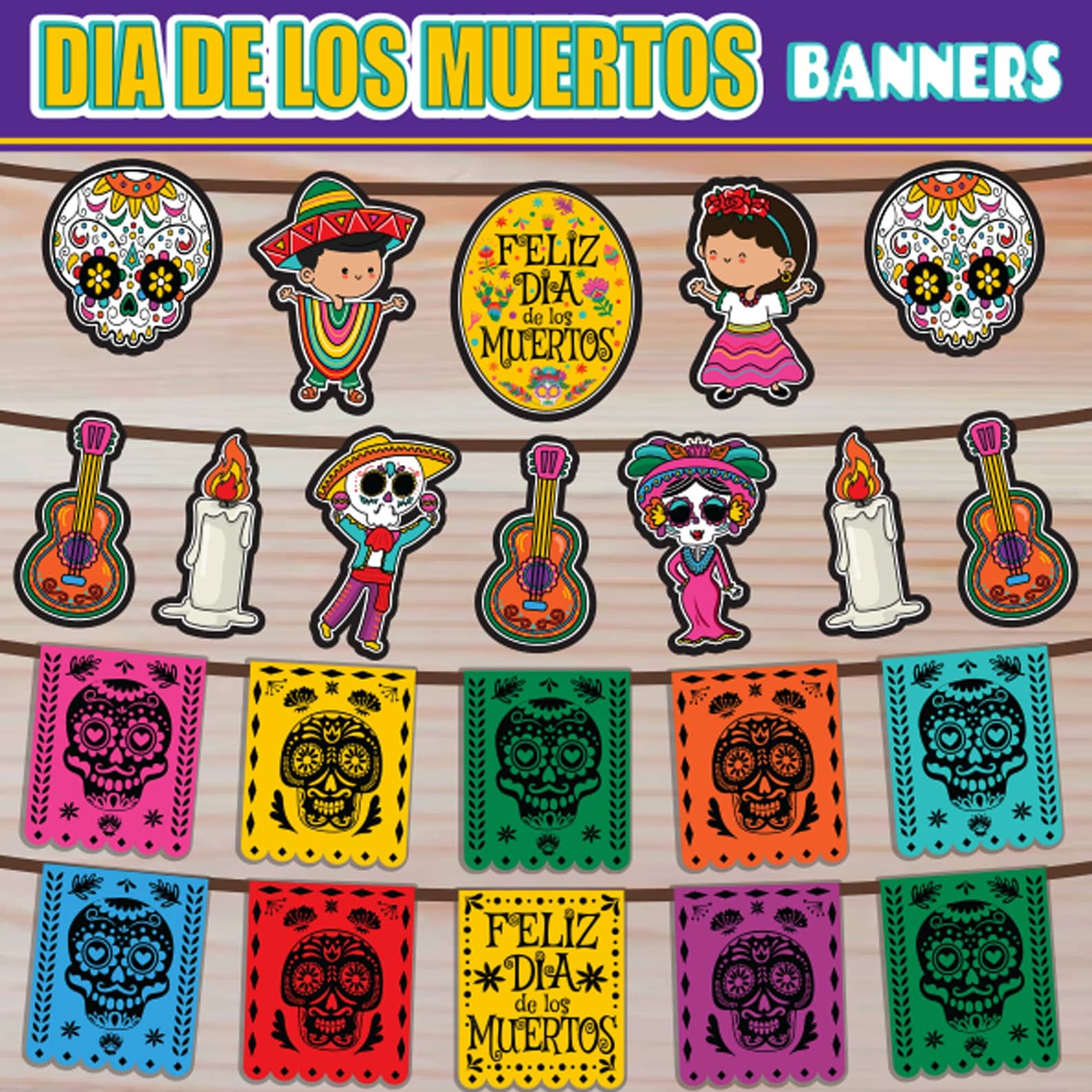Dia De Los Muertos PRINTABLE Banner | Day of the Dead Garland Pennant ...
