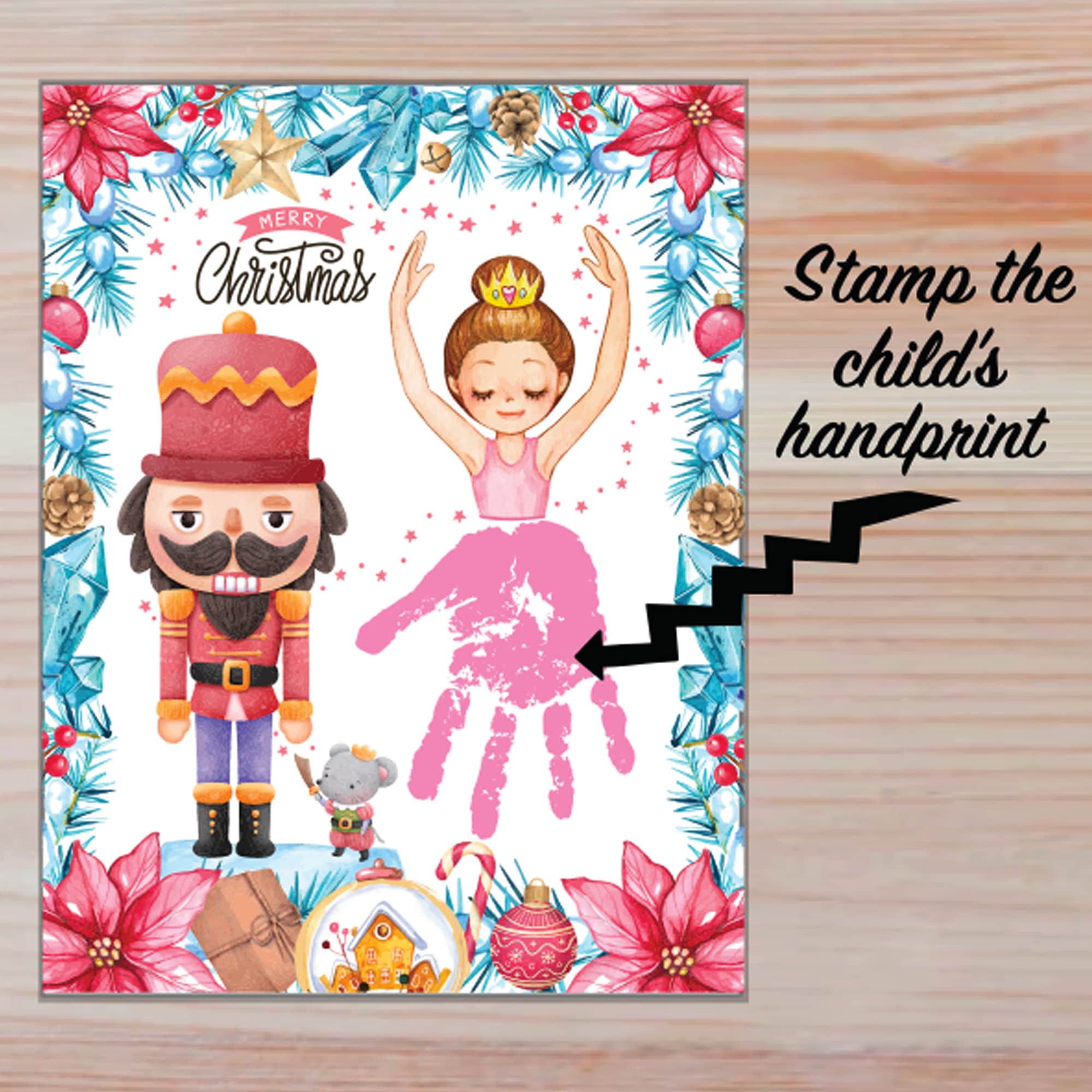 Nutcracker Ballerina Handprint Art | Christmas Keepsake (digital ...