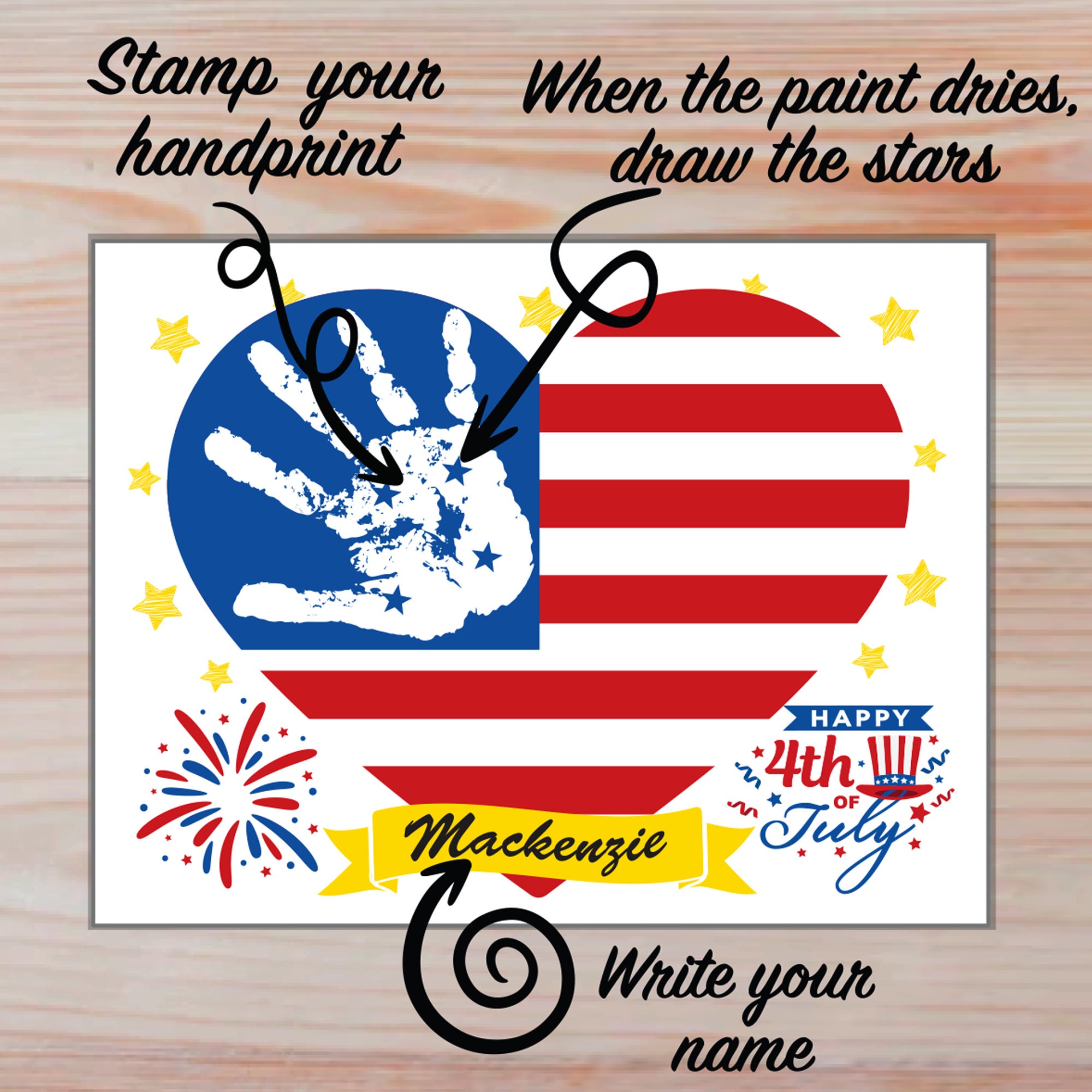 4th of July Handprint Art American Flag USA PRINTABLE - Etsy