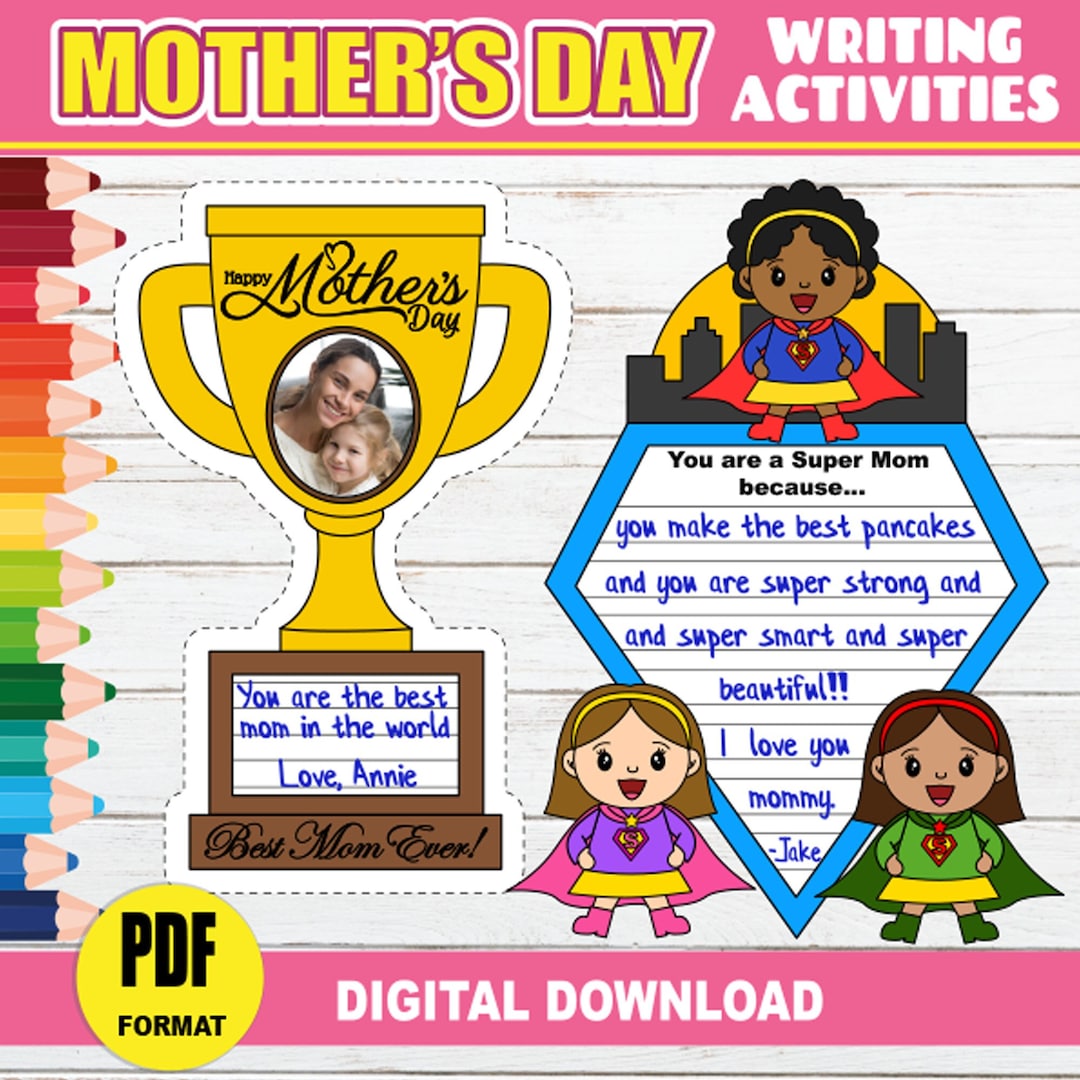 Mother's Day Crafts and Activity | Coloring Cards Super Mom & Best Mom ...