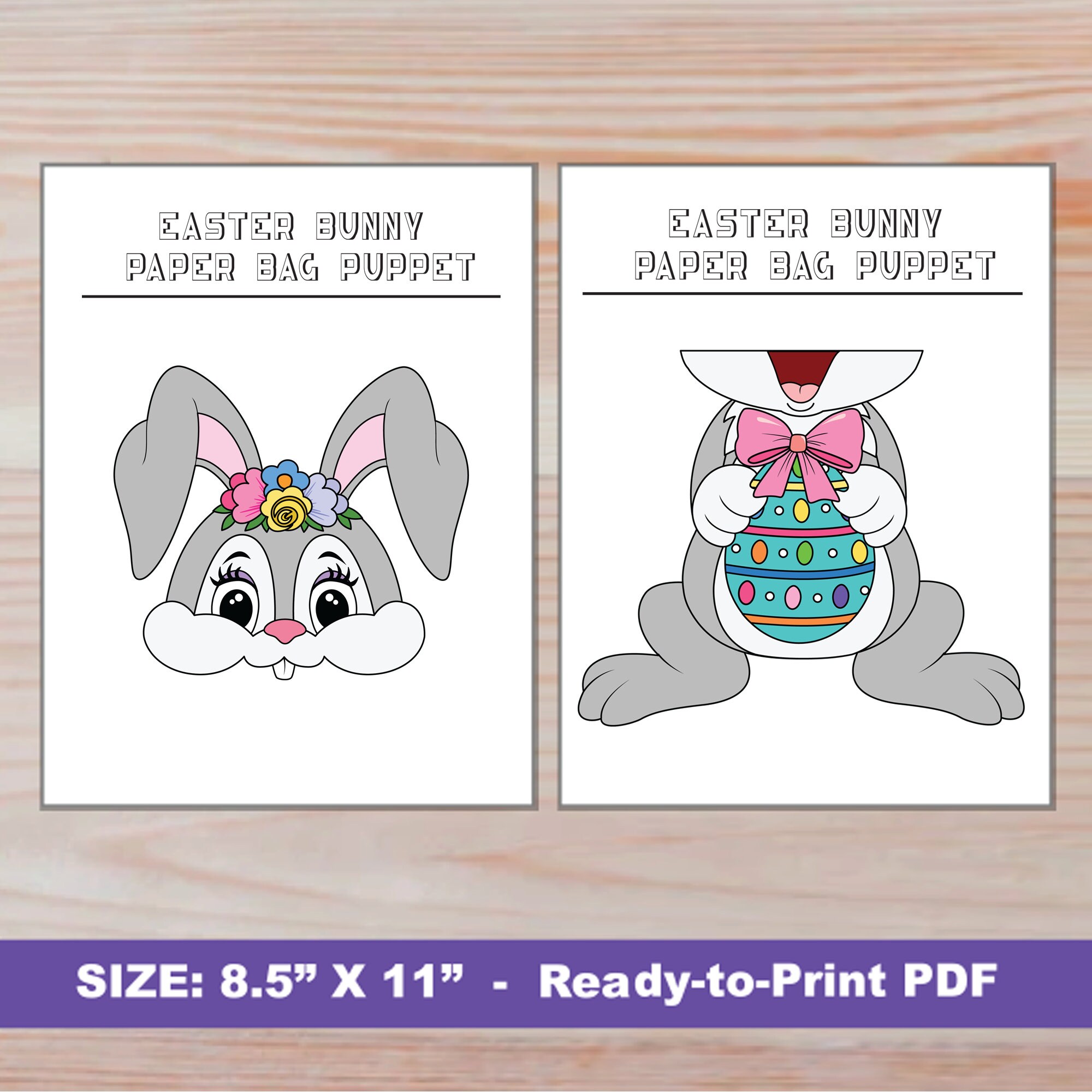 Easter Bunny Paper Bag Puppet Easter Activity Craft for Kids PRINTABLE ...