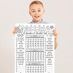 PRINTABLE Summer Calendar Bucket List | UNDATED Summer Checklist to Do ...